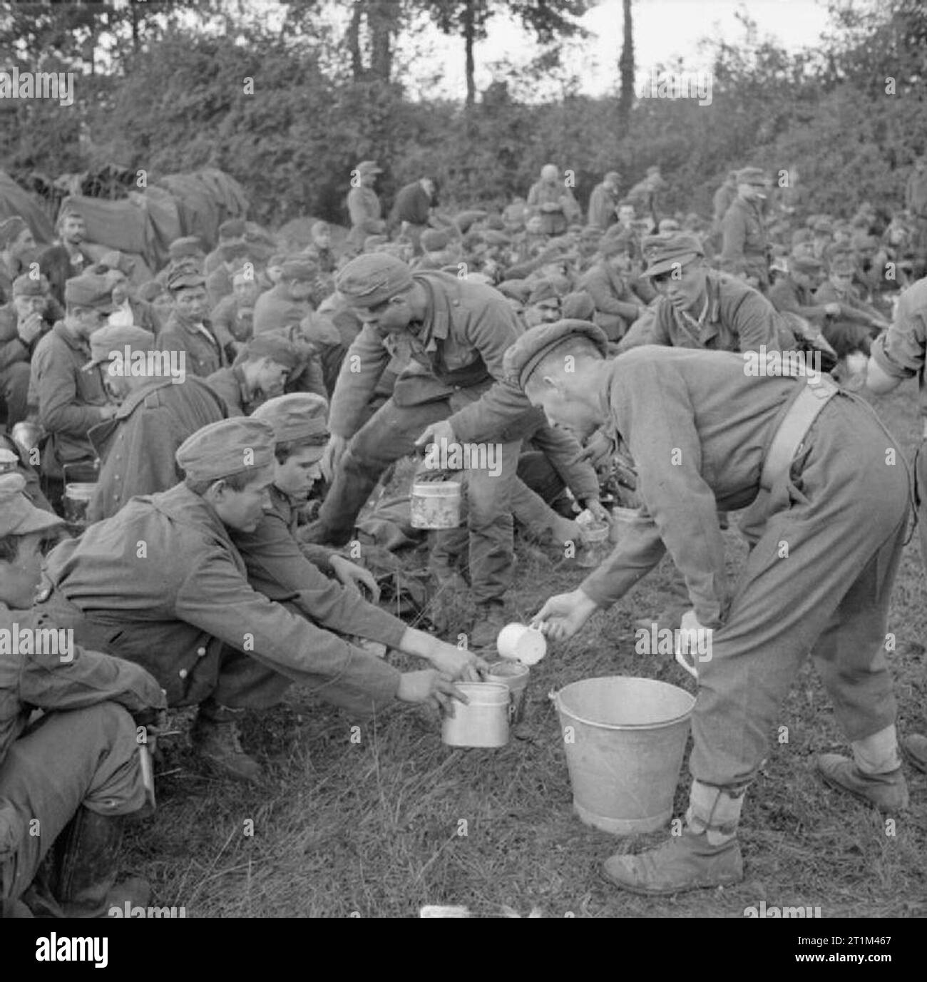 The British Army in Normandy 1944 Tea is served to German prisoners in ...