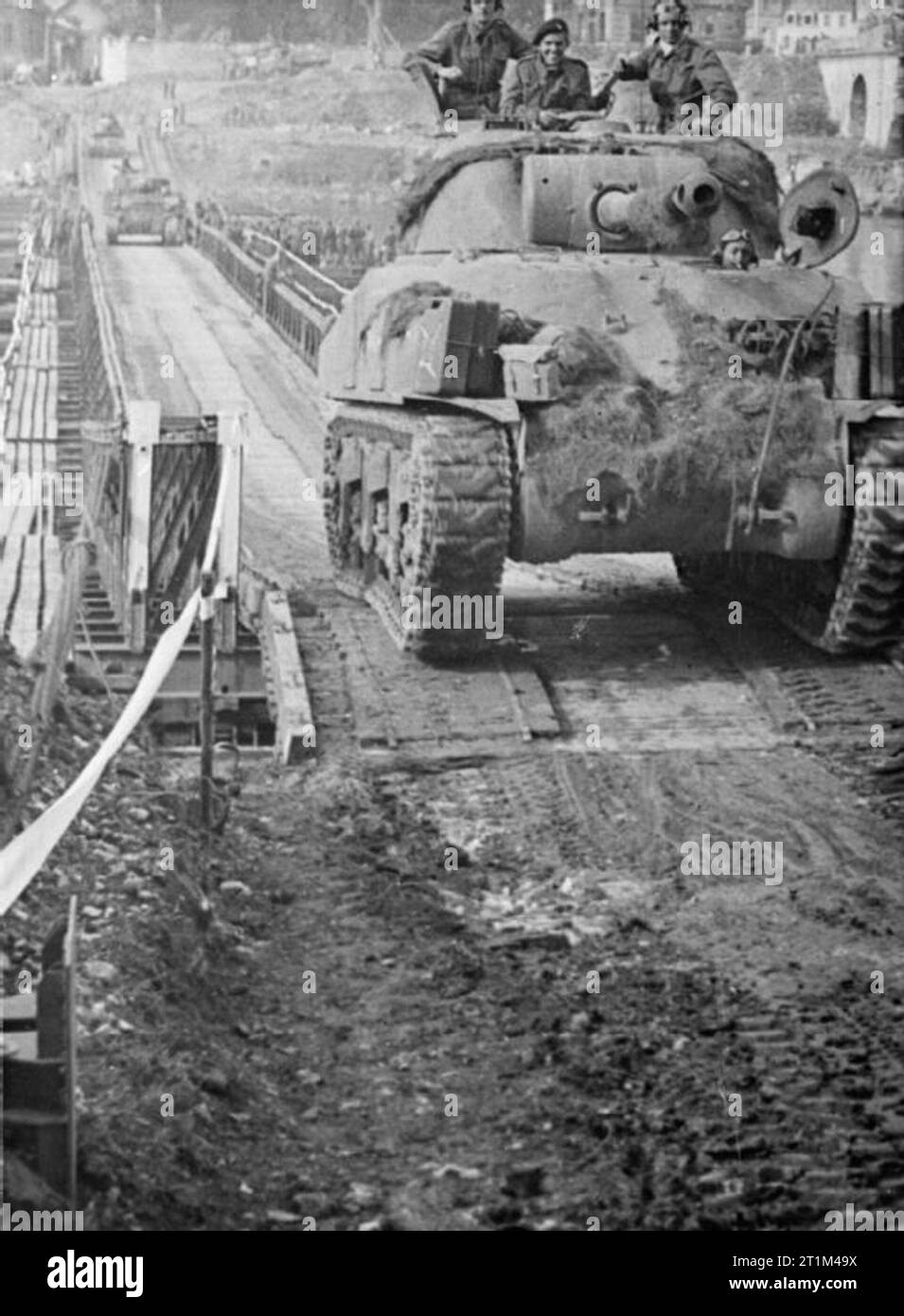 The British Army in Normandy 1944 Sherman tanks crossing a Bailey ...