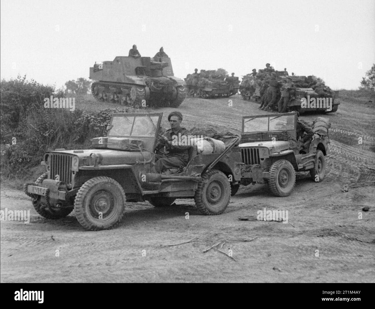 The British Army in Normandy 1944 — U.S. made jeeps leading a column ...