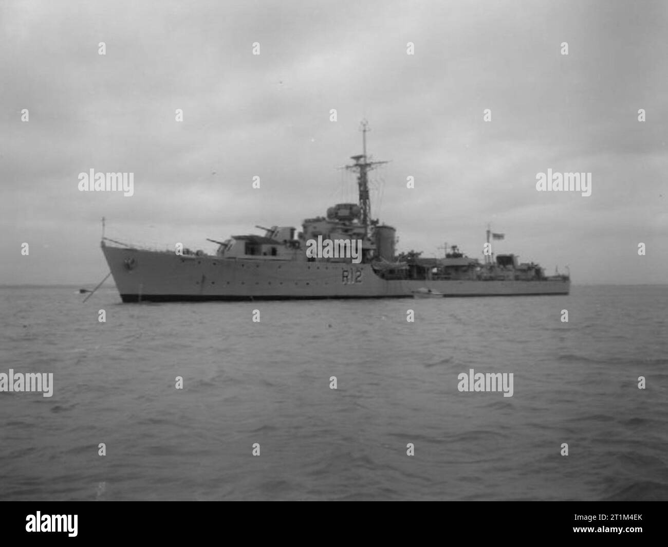 British C class destroyer HMS Contest (R12), on the River Solent Stock ...