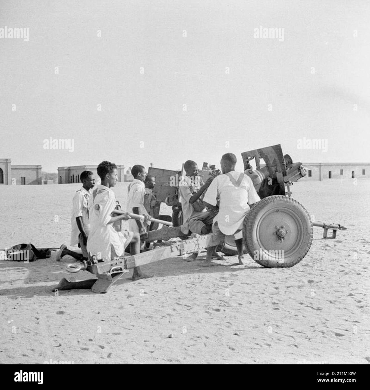 The British Army in North Africa 1940-43 A 3.7 inch Howitzer during gun ...