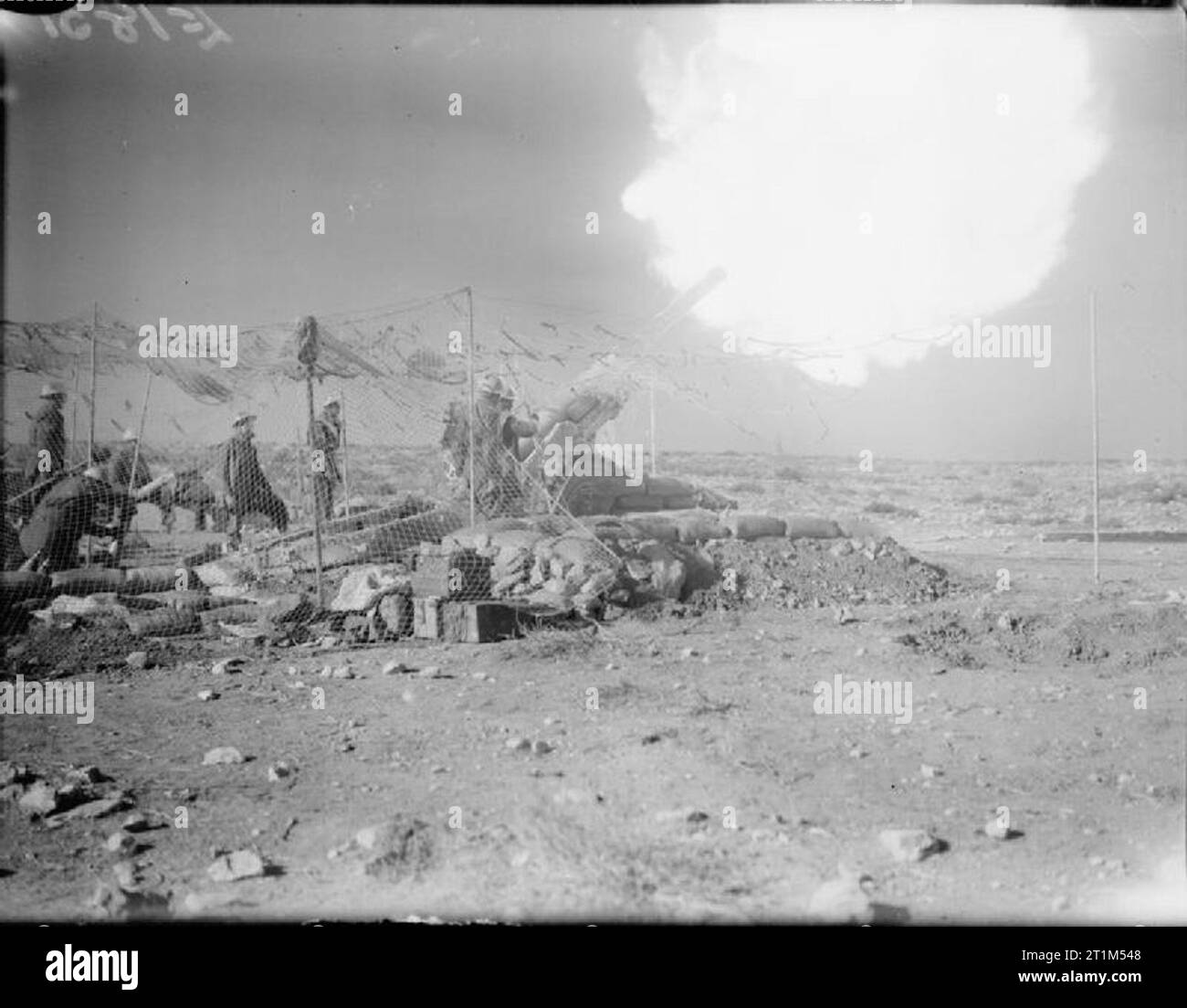 The British Army in North Africa 1941 A 4.5 inch field gun being used ...