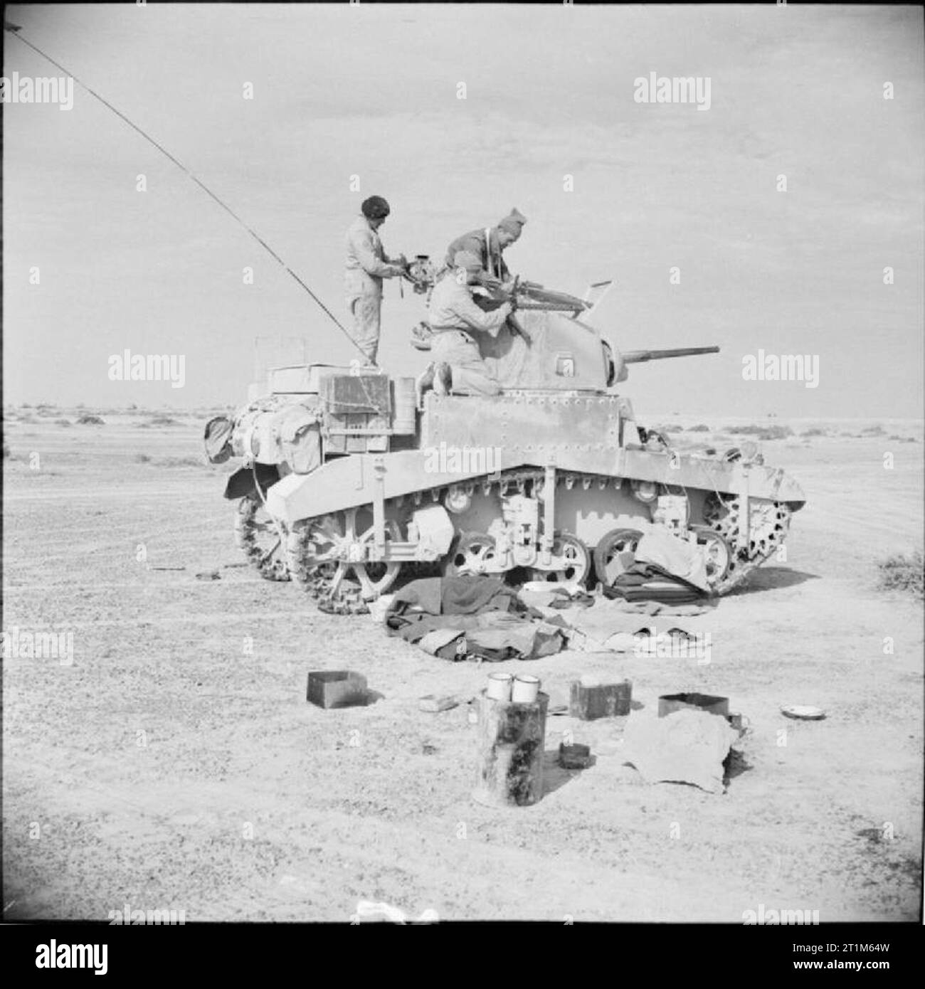 The British Army in North Africa 1941 A Stuart tank undergoing repairs ...