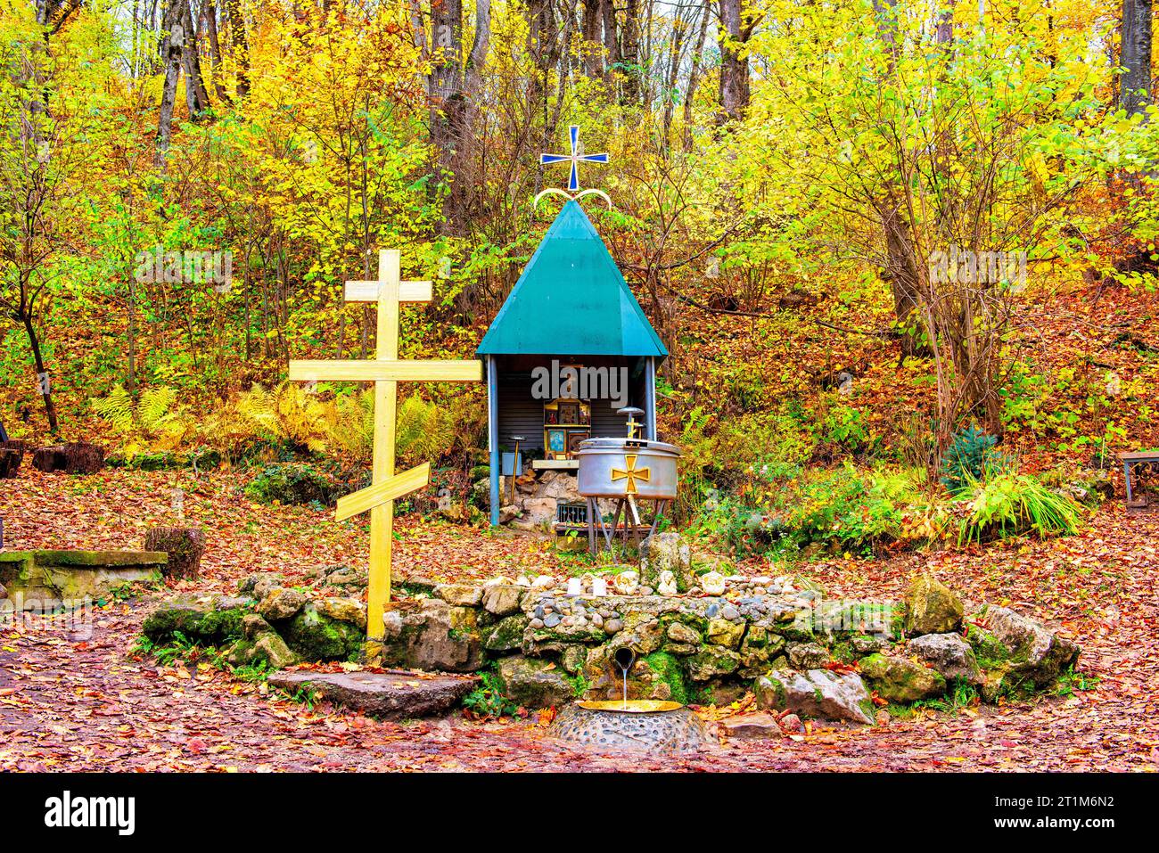 Holy spring in St. Michael-Athos Trans-Kuban male monastery in the ...