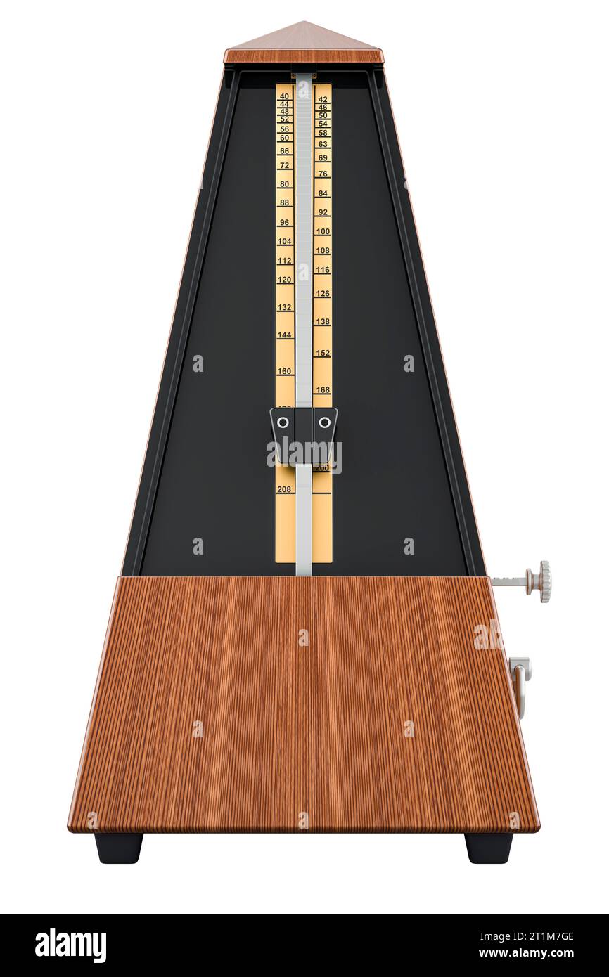 Mechanical metronome, front view. 3D rendering isolated on white ...