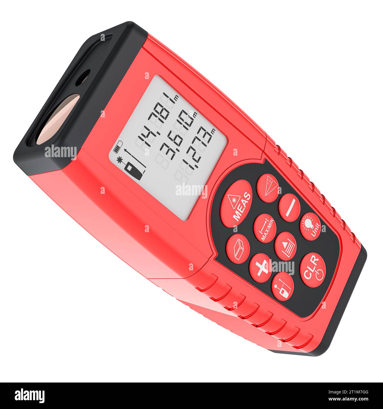 Laser rangefinder, laser beam. 3D rendering isolated on white ...