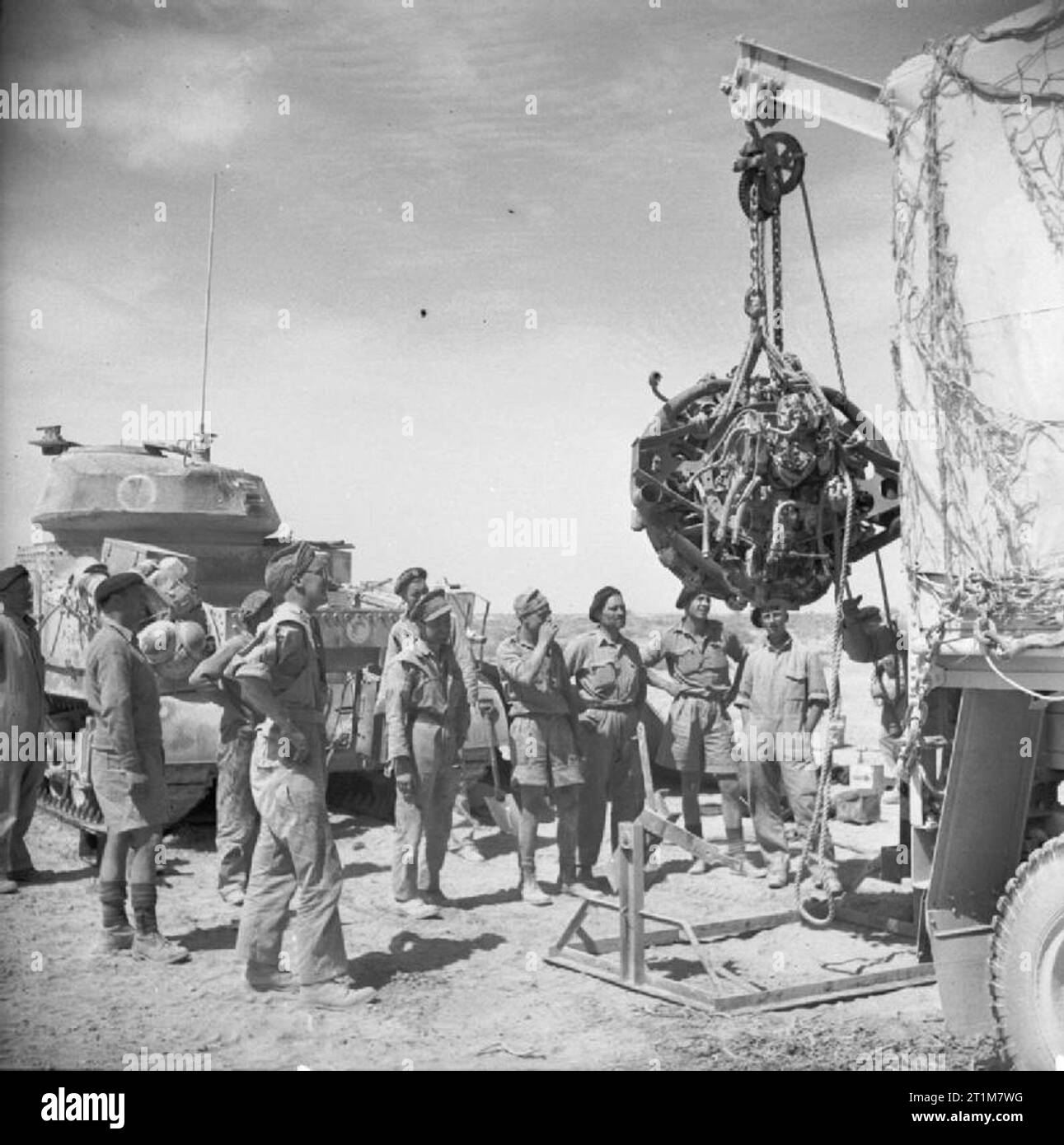 The British Army in North Africa 1942 The engine of a Grant tank is ...