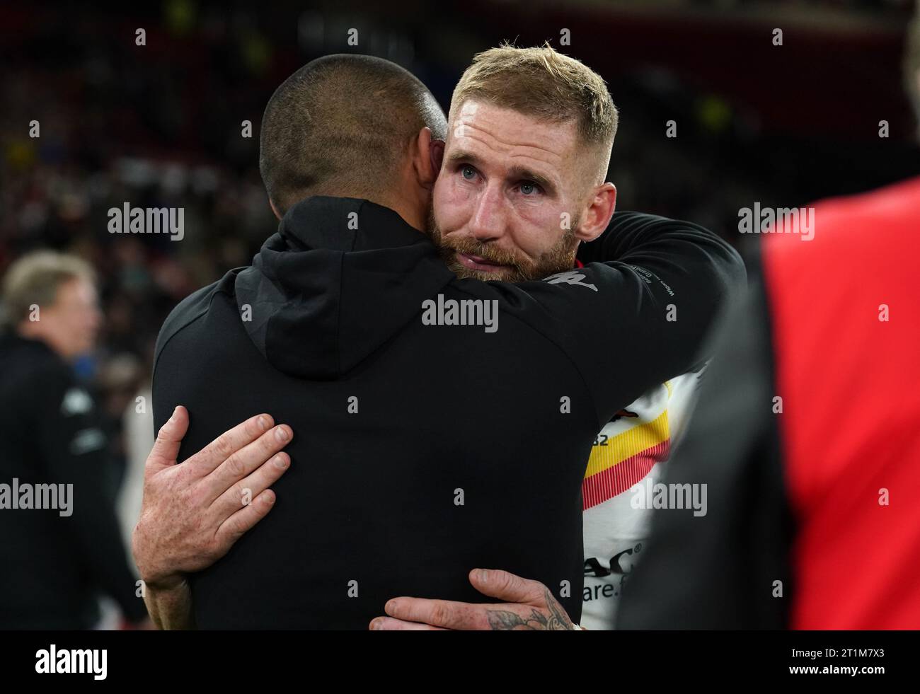 Catalans Dragons' Sam Tomkins is consoled after the Betfred Super ...