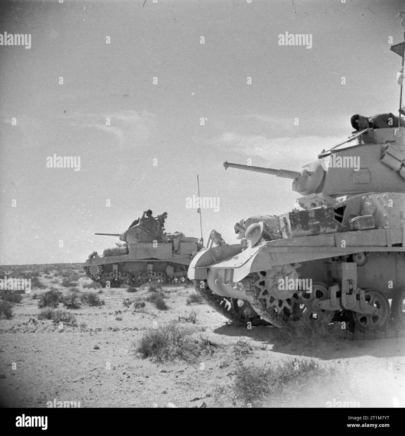 The British Army in North Africa 1942 Two Stuart tanks advancing in the Western Desert, 18 June ...