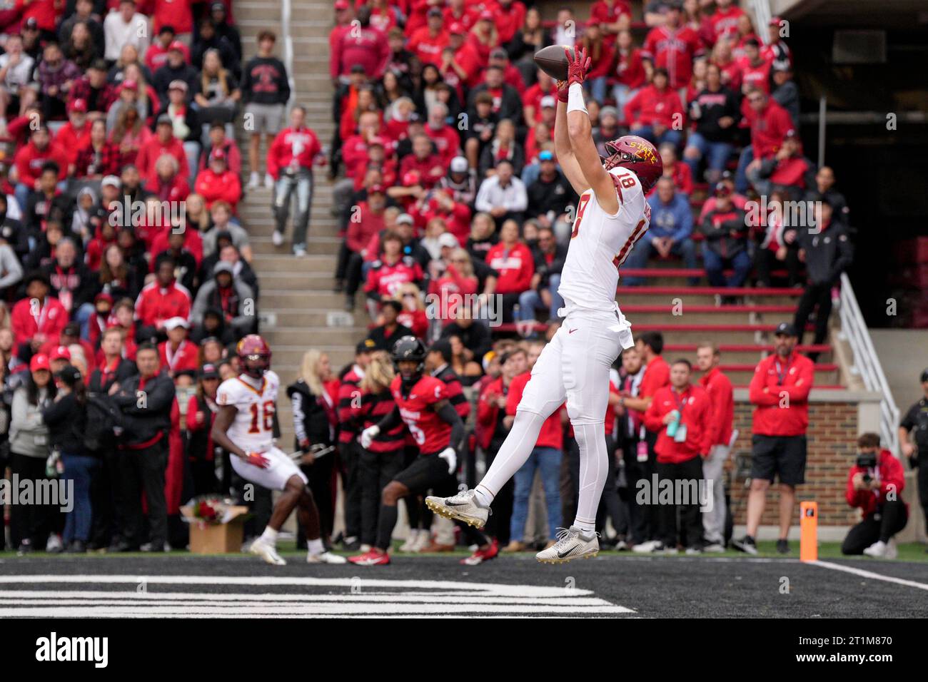 Iowa State tight end Benjamin Brahmer (18) makes a catch for a ...