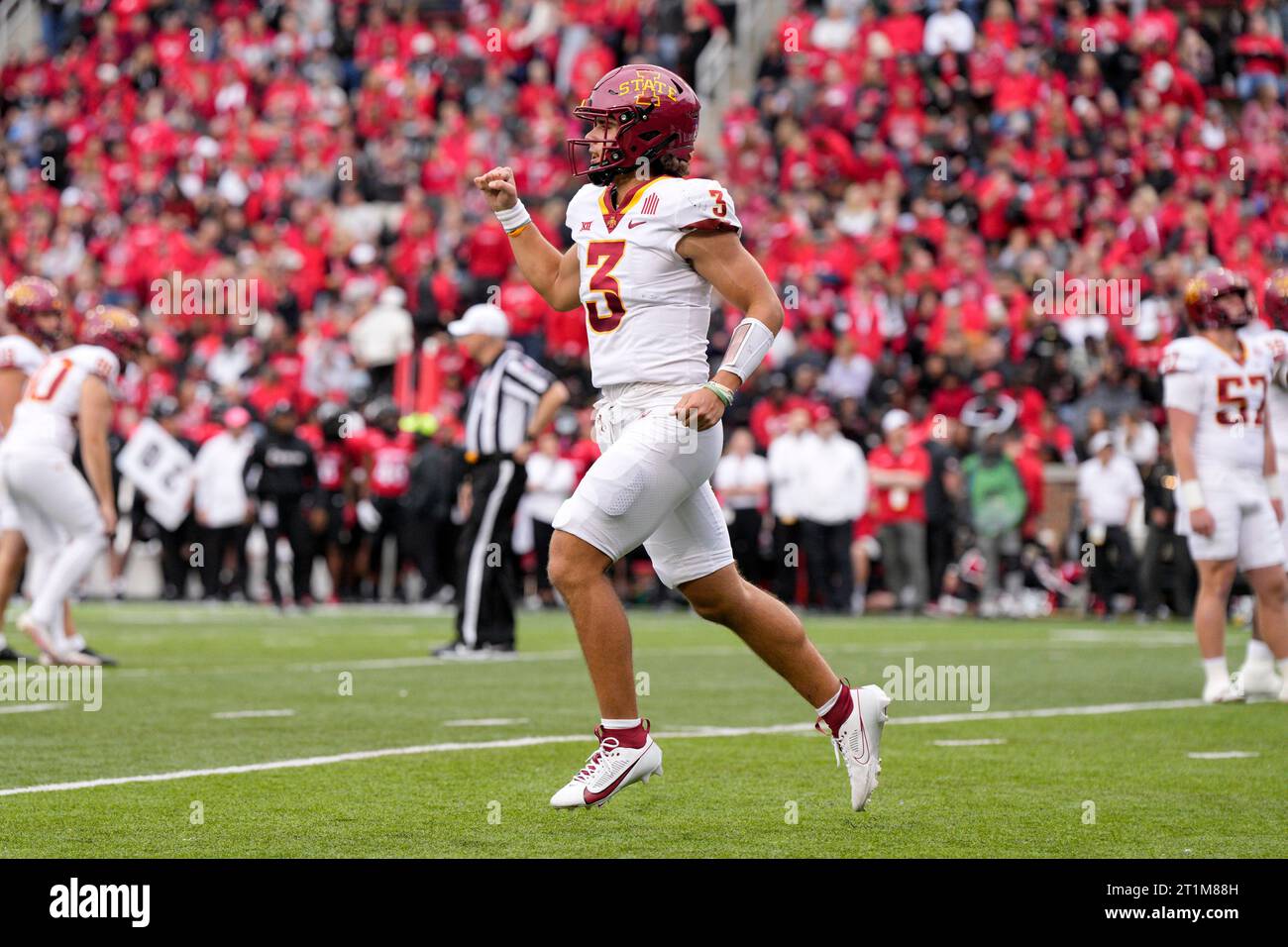 Iowa State quarterback Rocco Becht reacts after throwing a touchdown ...