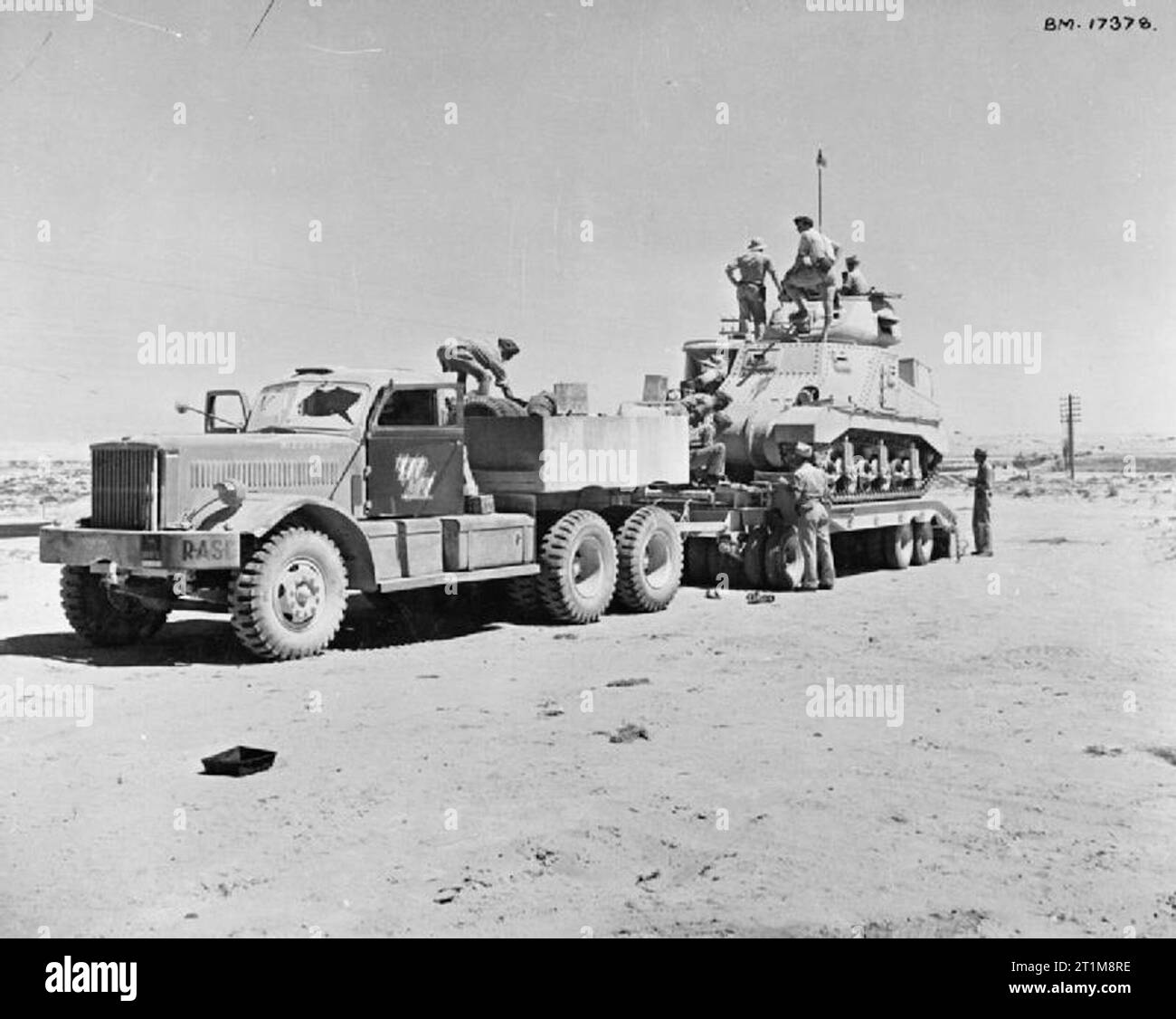 The British Army in North Africa 1942 A Grant tank loaded onto a ...