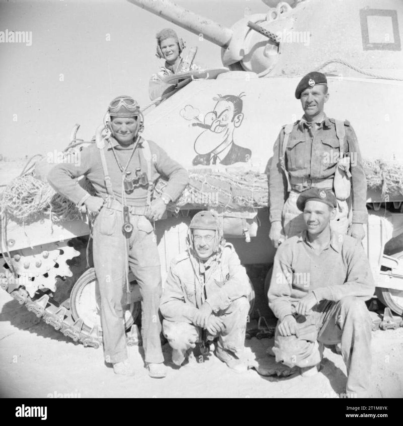 The British Army in North Africa 1942 The crew of a Sherman tank pose ...