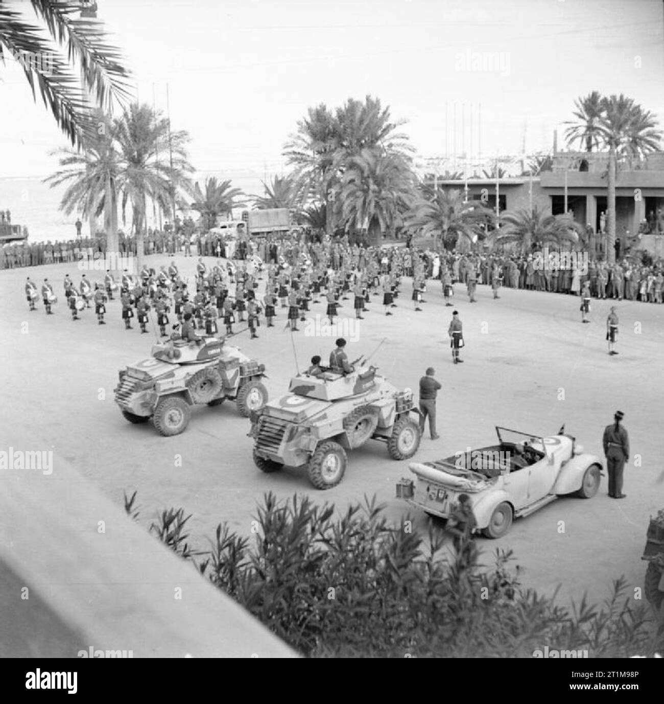 The British Army in North Africa 1943 The band of 51st Highland Division plays in the main ...