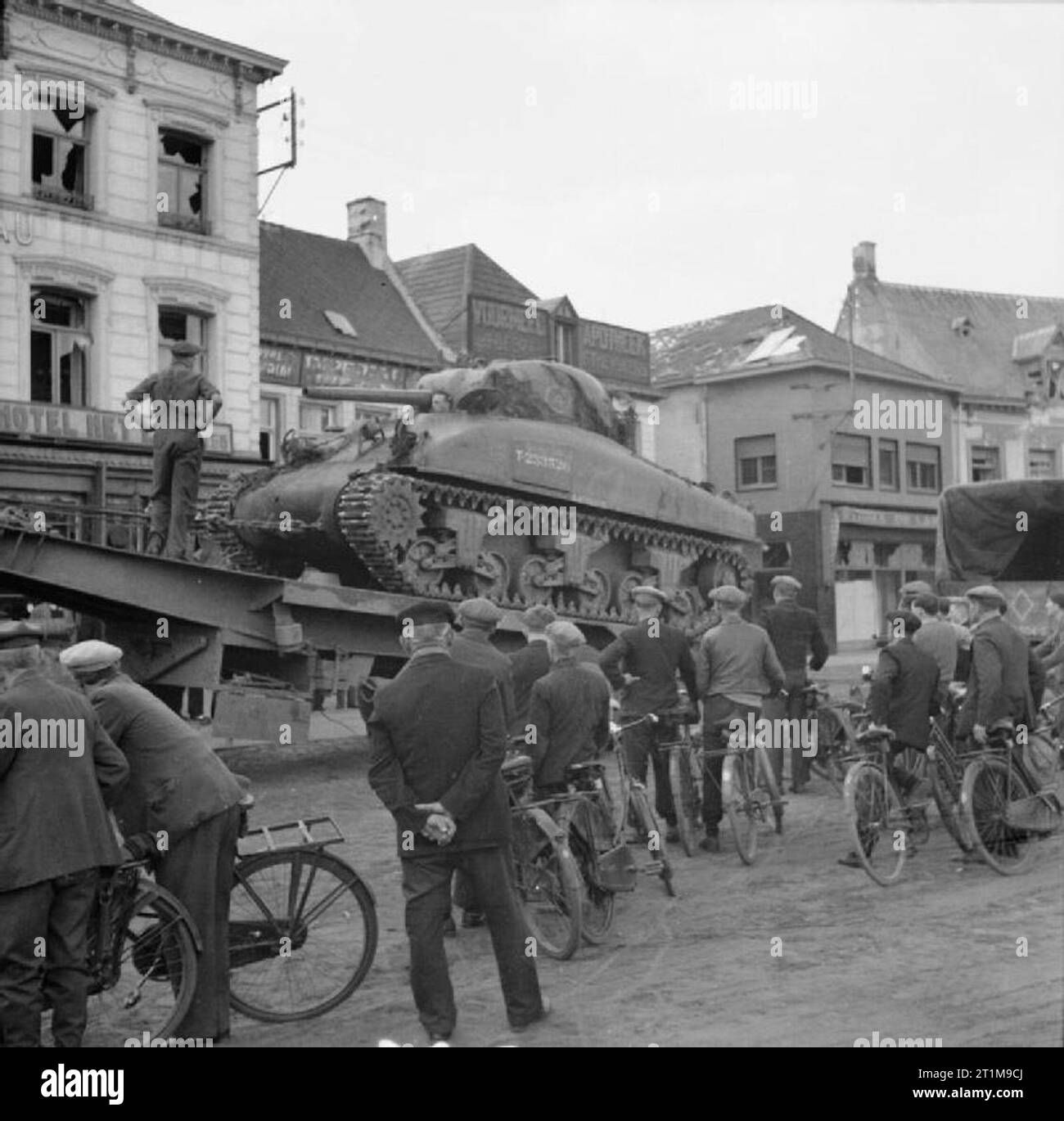 The British Army in North-west Europe 1944 A damaged Sherman tank of ...