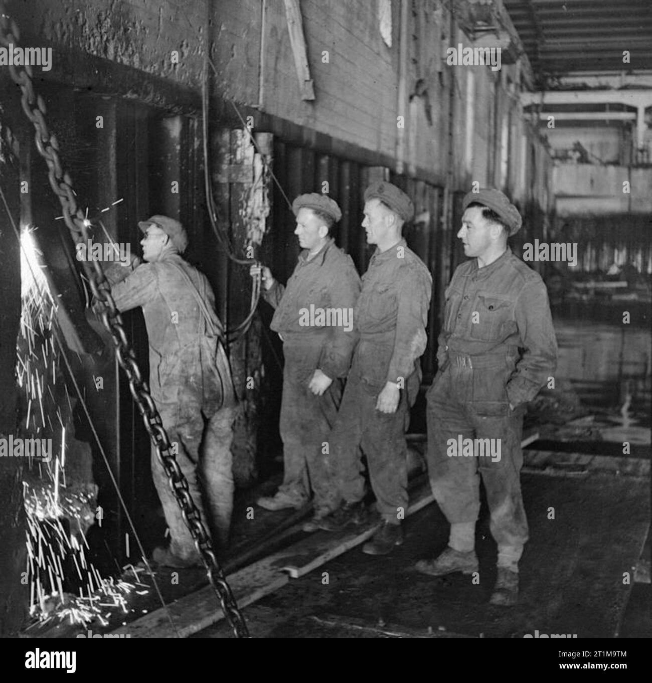 Germany Under Allied Occupation Working from rafts on the water ...