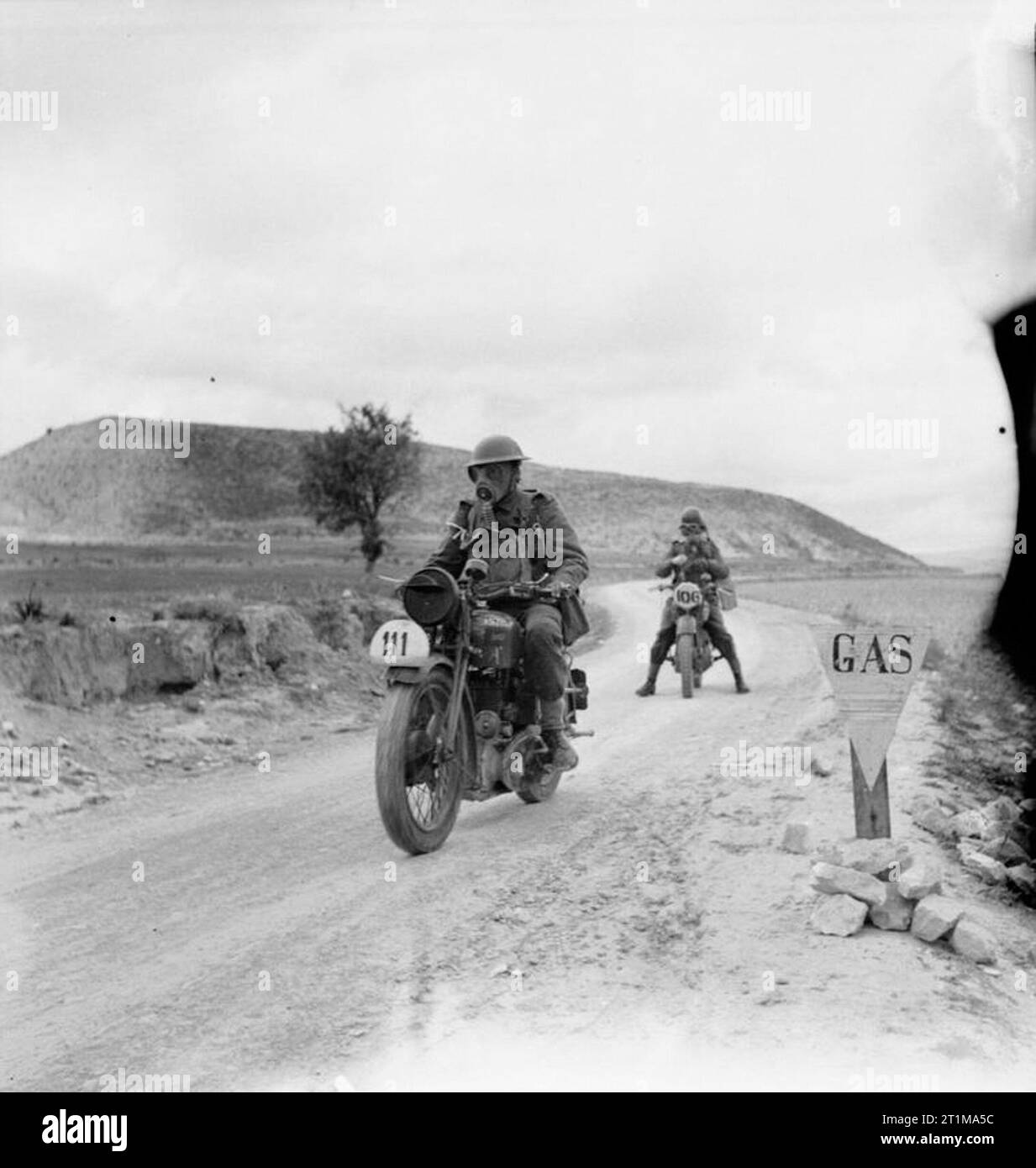 British Forces in Cyprus 1942 Motorcycle despatch riders wearing gas ...