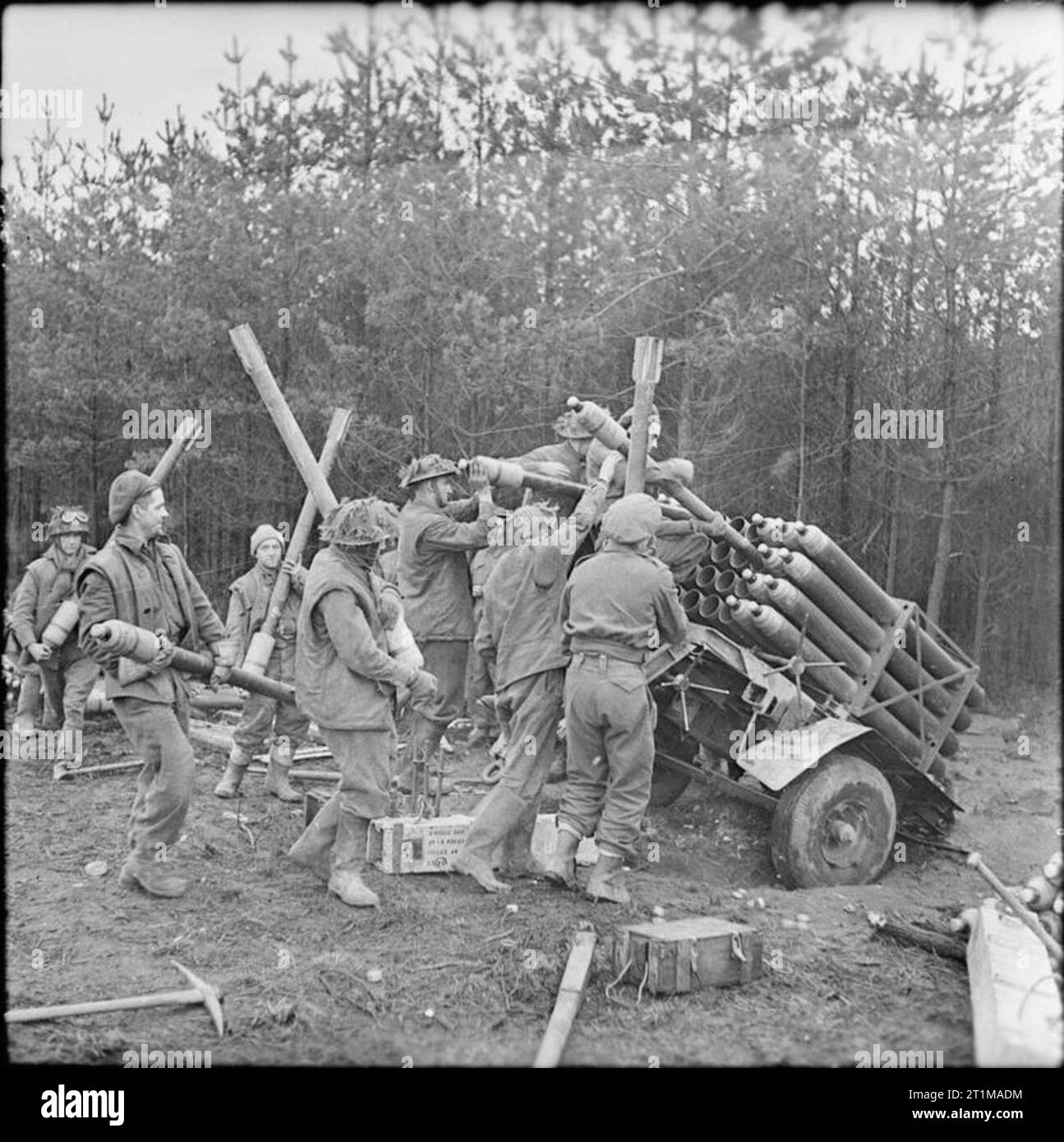 The British Army in North-west Europe 1944-45 Rocket projectiles being ...