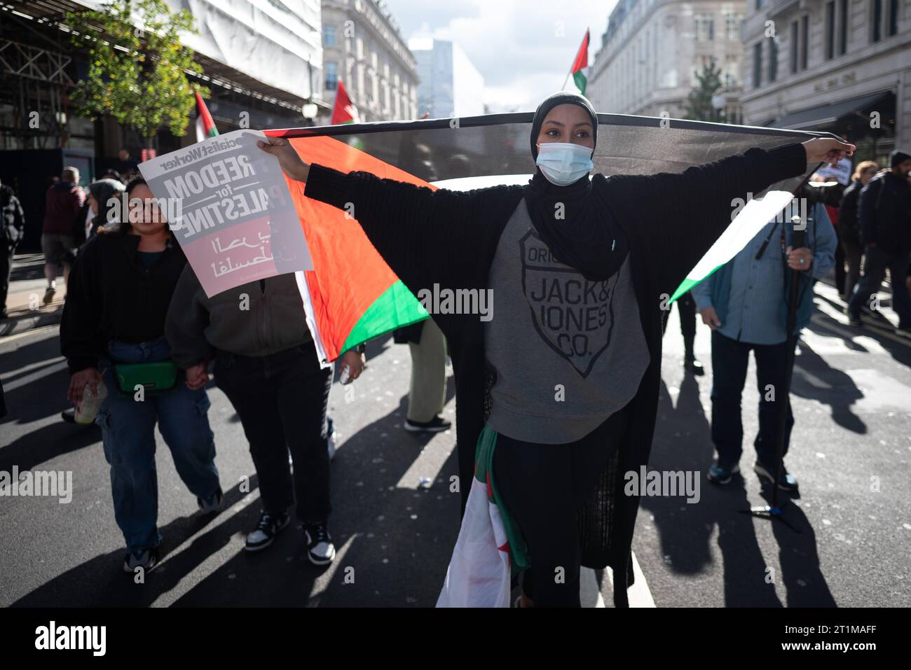 London, UK. 14 October, 2023. Thousands of Palestine supporters march ...