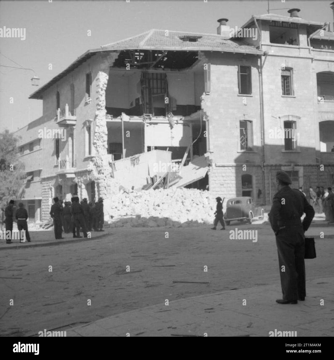 British Forces in the Middle East, 1945-1947 Exterior view of damage ...