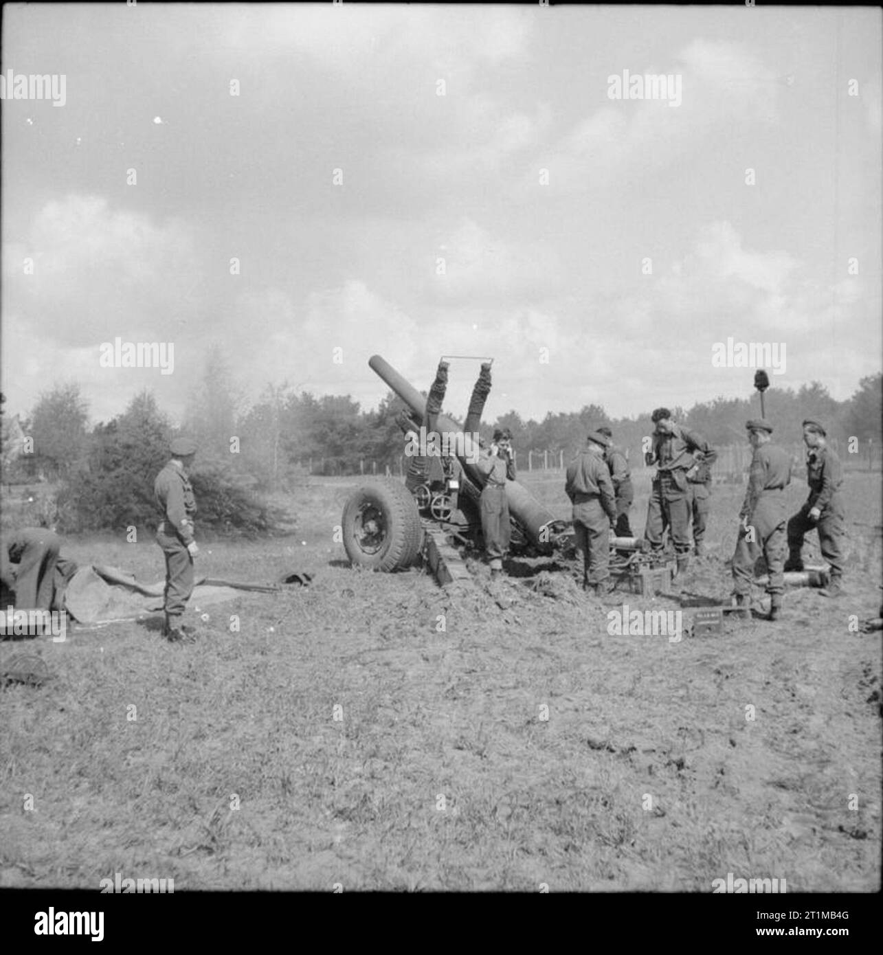The British Army in North-west Europe 1944-45 A 5.5-inch field gun of ...