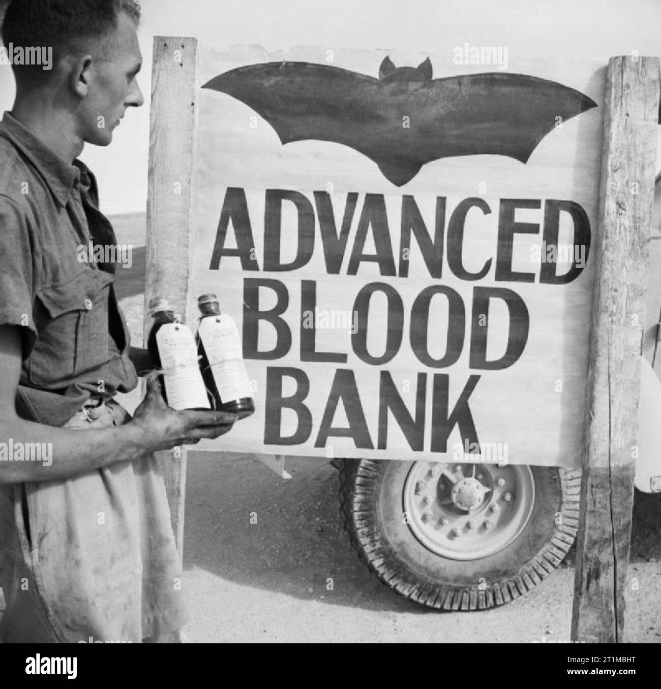 A 'Vampire' sign outside an Army Blood Transfusion Service advanced ...