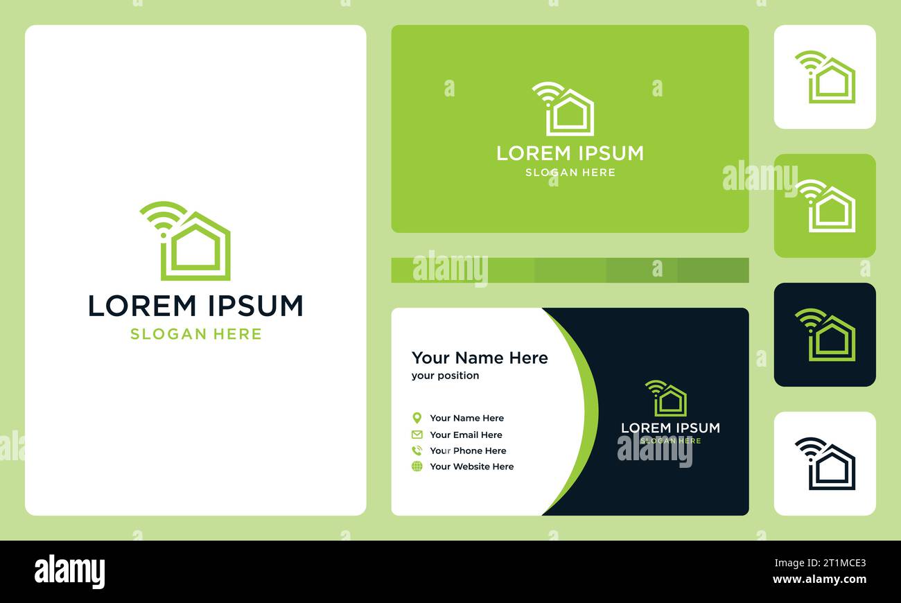 Smart home logo design template with signal connection graphic vector ...
