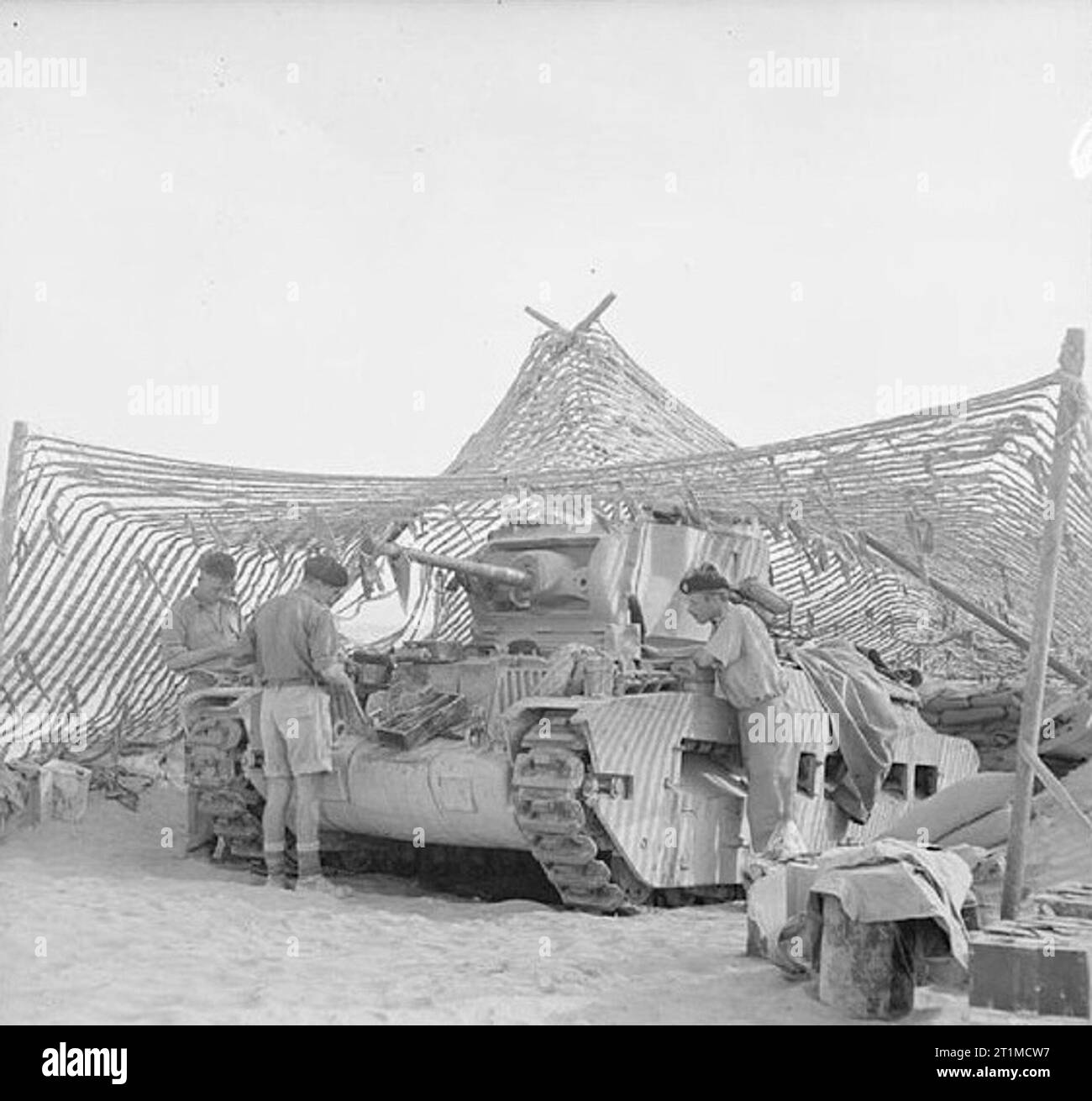The British Army in North Africa 1941 A Matilda tank under camouflage ...