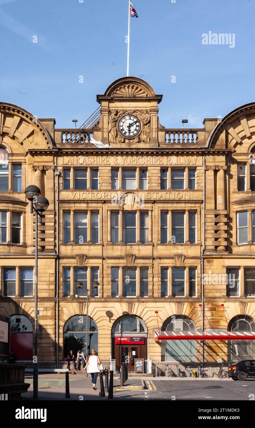 The frontage of Manchester Victoria Railway Station Stock Photo - Alamy