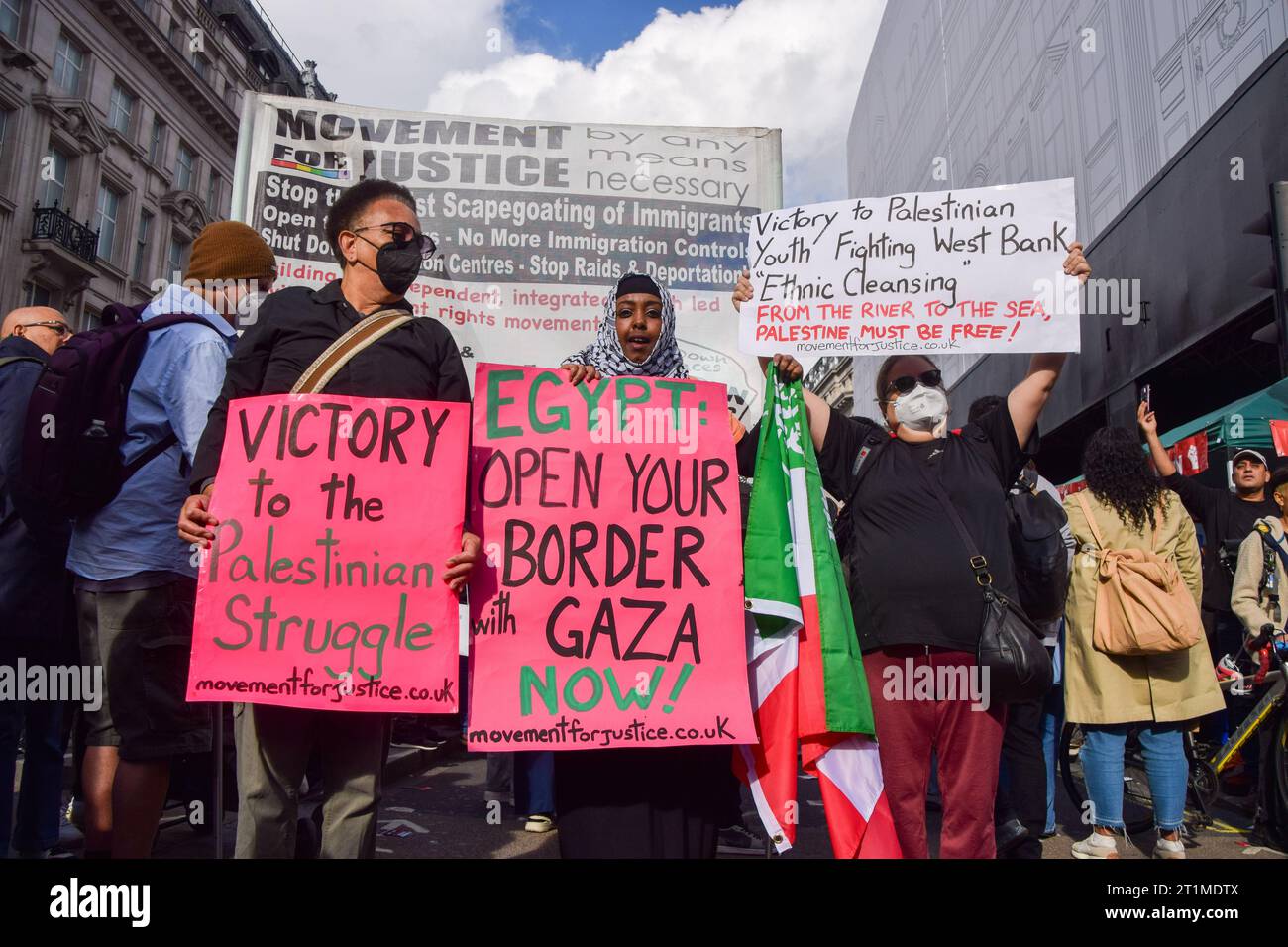 London, UK. 14th October 2023. Pro-Palestine protesters gather near BBC ...