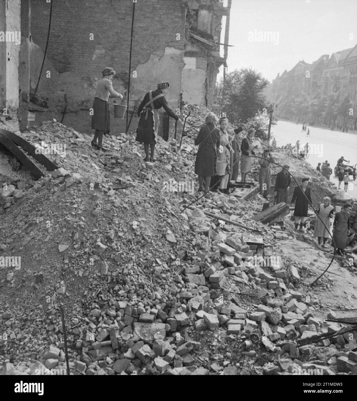Germany Under Allied Occupation, 1945 German women form a chain gang to ...