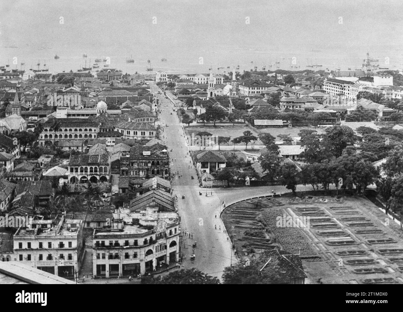 British Reoccupation of Singapore, 1945 View of the city of Singapore ...