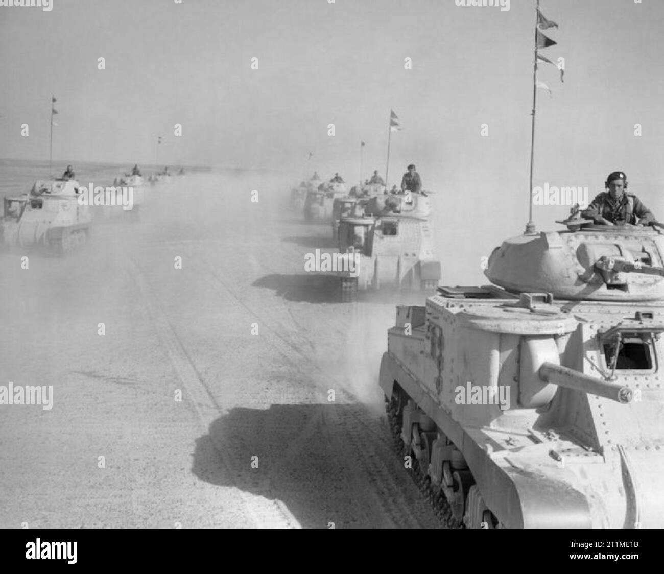 Grant tanks of 5th Royal Tank Regiment on the move in the Western ...