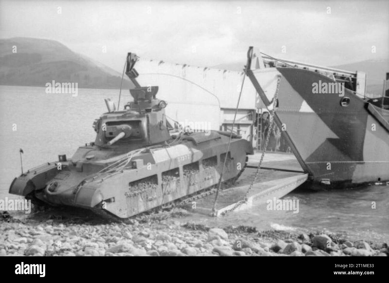 The British Army in the United Kingdom 1939-45 A Matilda tank leaving a ...
