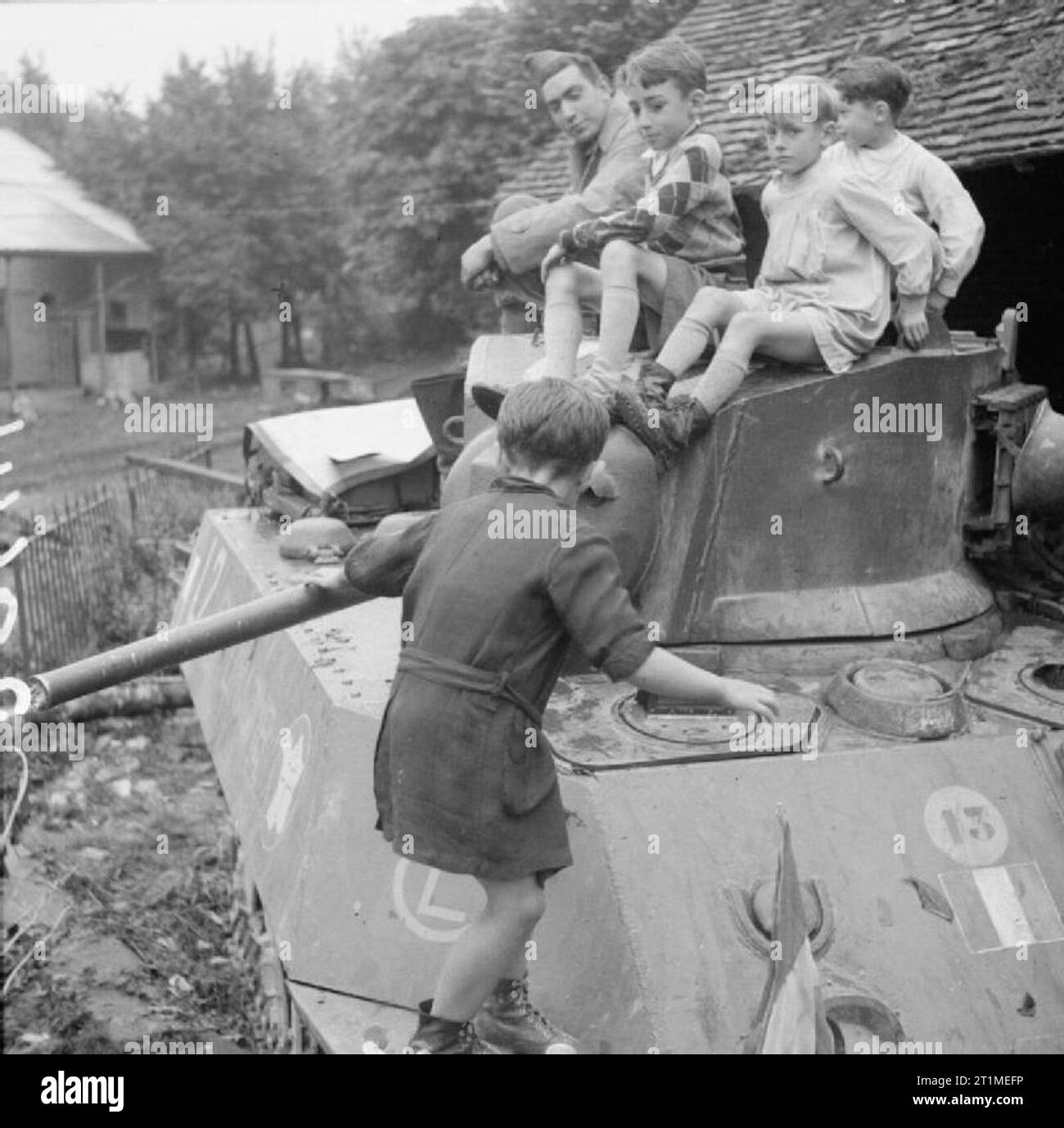 The Campaign in France 1944 French chilren climb aboard a Free French ...