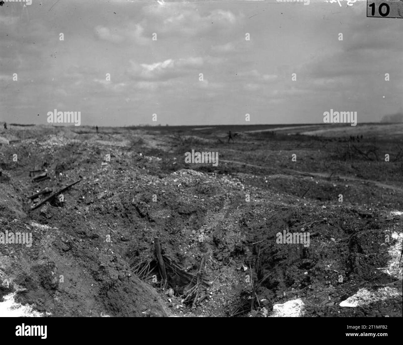 The Battle of the Somme, July - November 1916 Battle of Albert. Part of a captured German trench ...