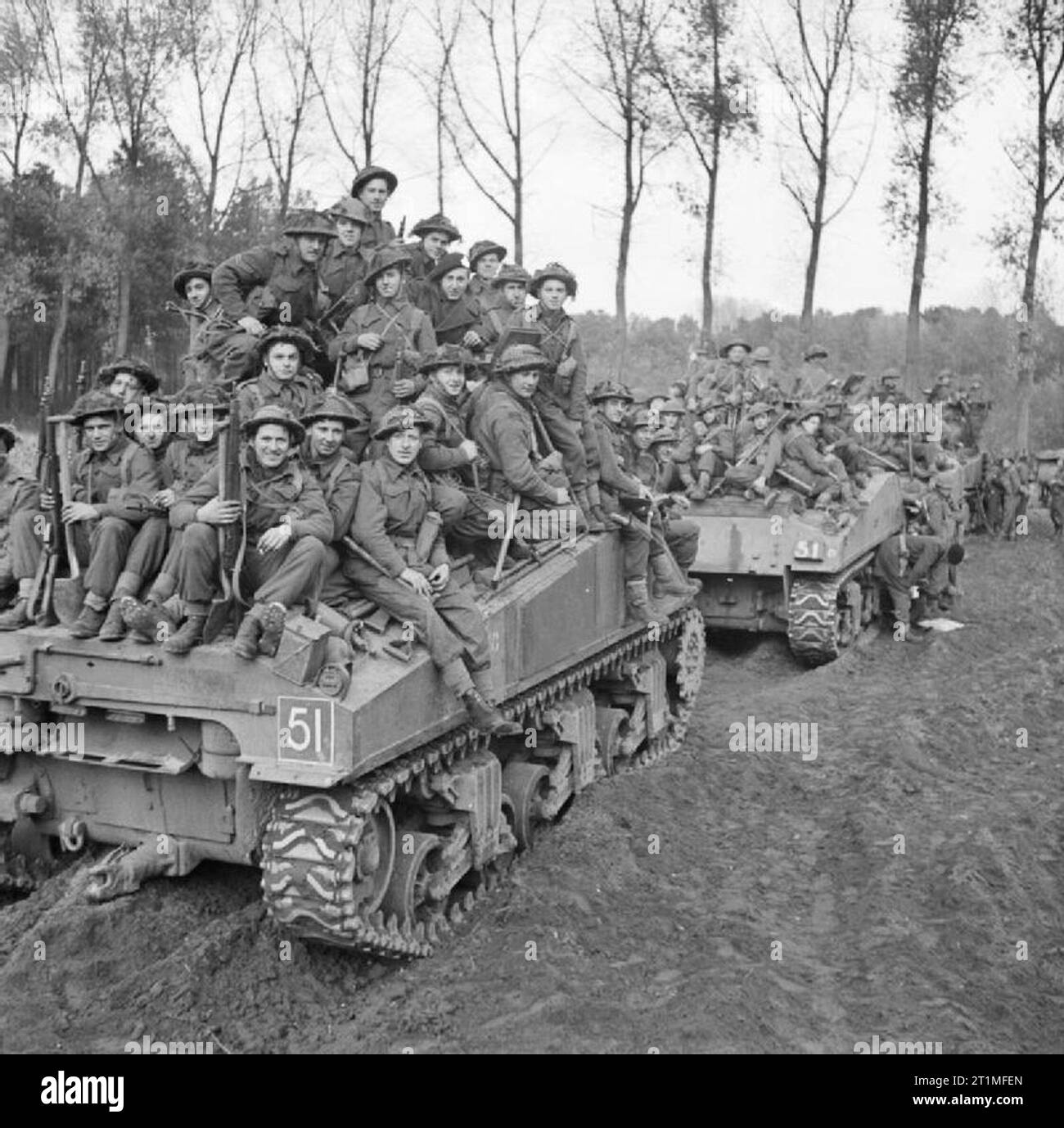 Infantry of 51st Highland Division are carried into battle aboard ...