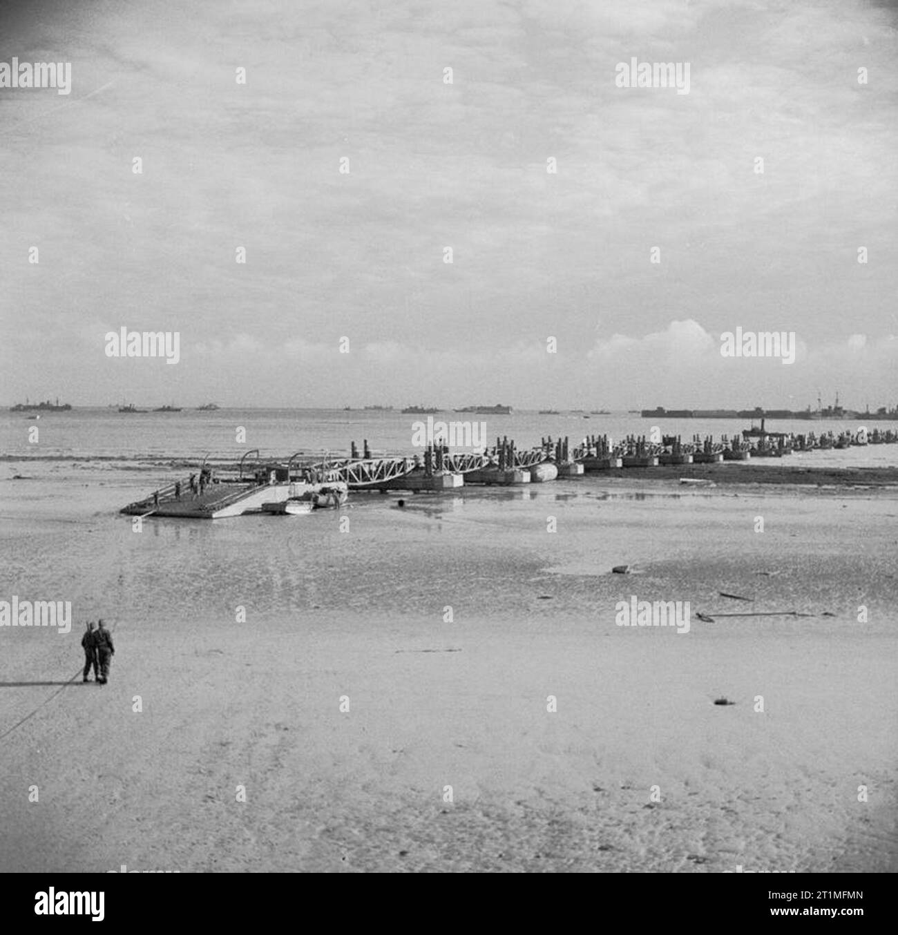 The Mulberry Harbour The shore end of the floating causeway at ...
