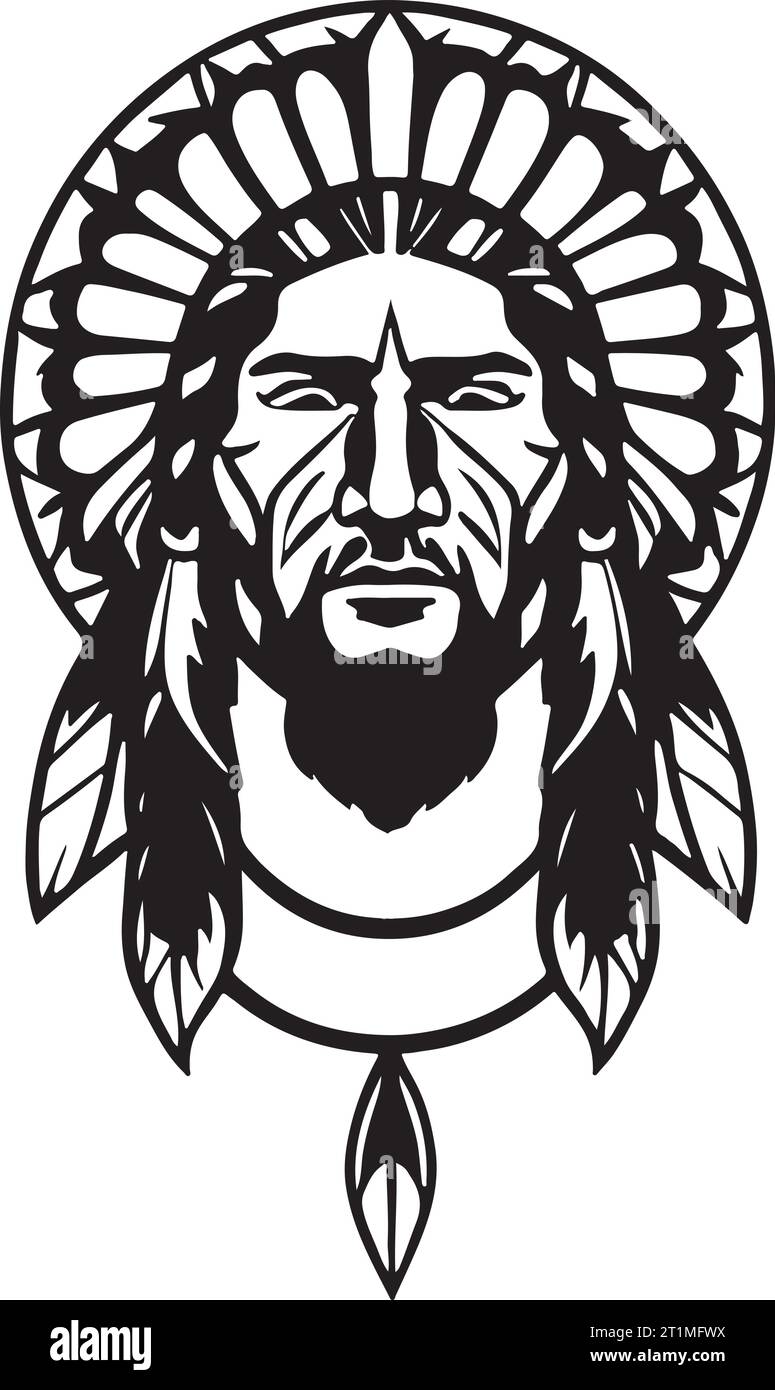 Fantastic lovely Native indians emblem vector art Stock Vector Image ...
