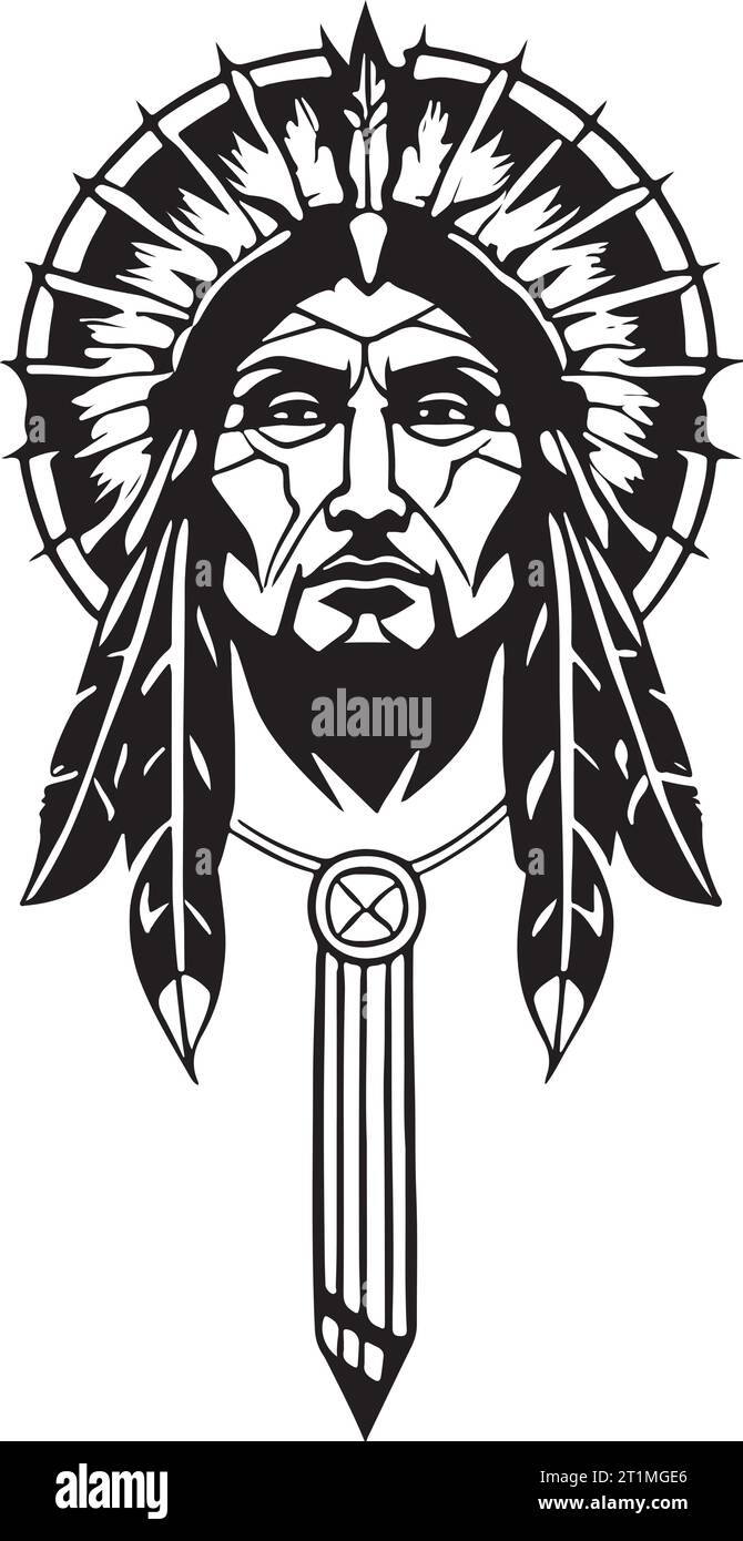Breathtaking lovely Native indians emblem vector art Stock Vector Image ...