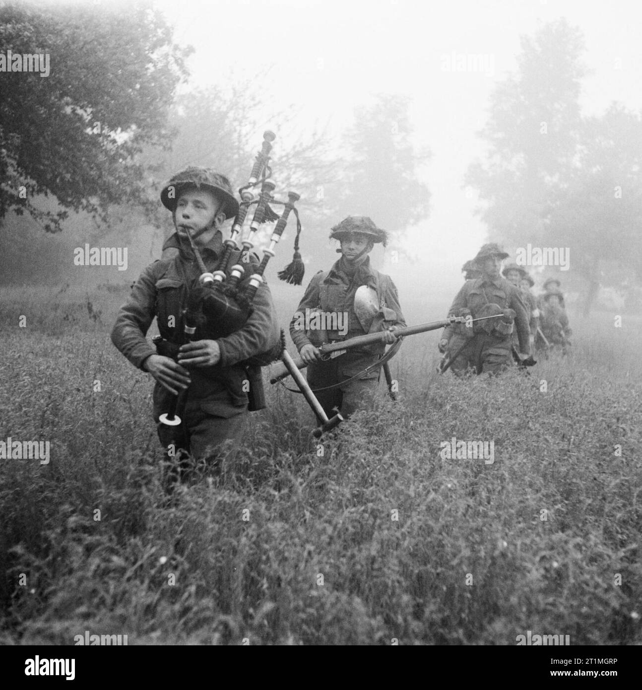 Led by their piper, men of 7th Seaforth Highlanders, 15th (Scottish ...