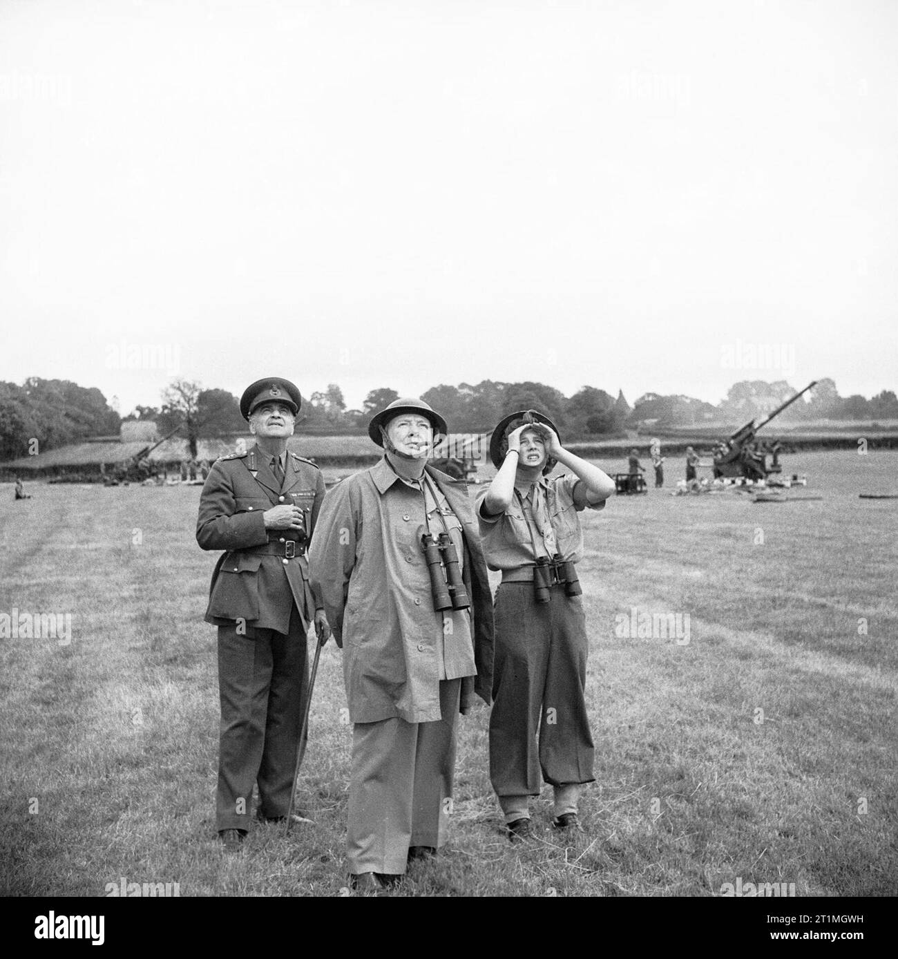 Winston Churchill with his daughter Mary and General Sir Frederick Pile ...