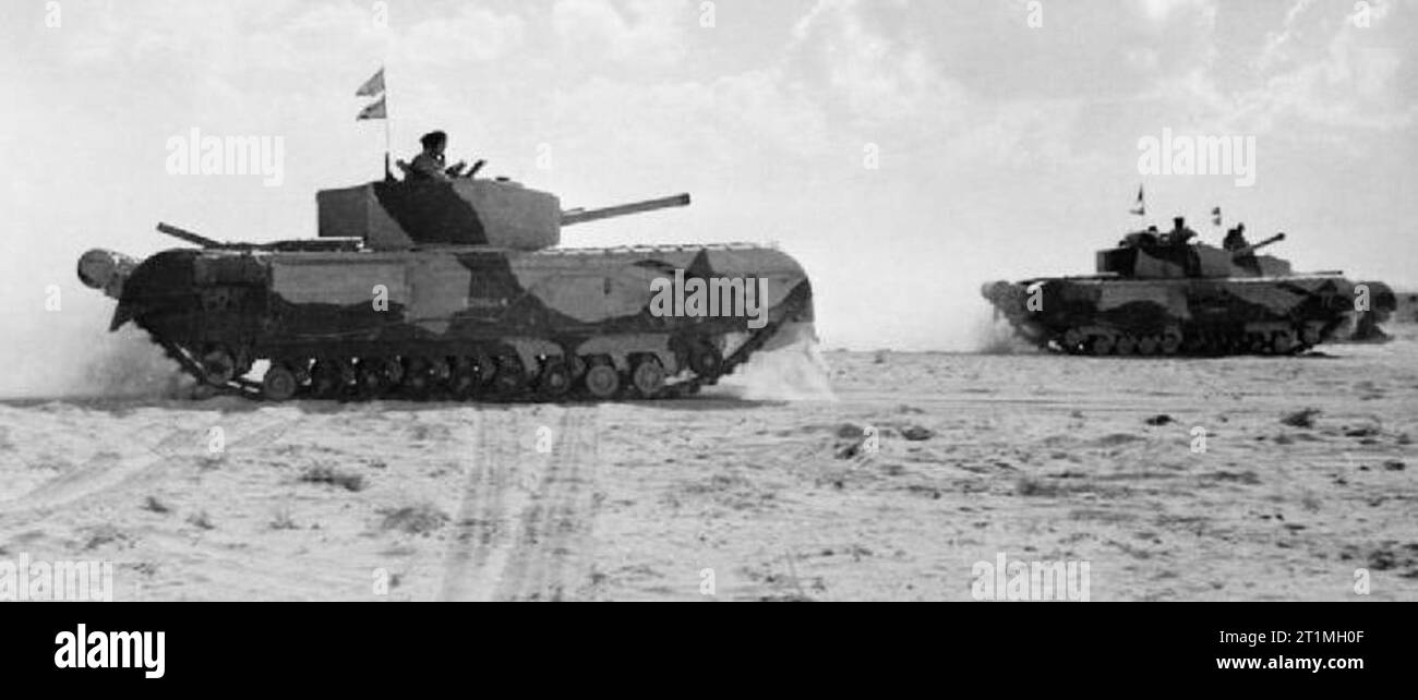 Churchill III tanks of 'Kingforce', 1st Armoured Division, in the Western Desert, 5 November ...