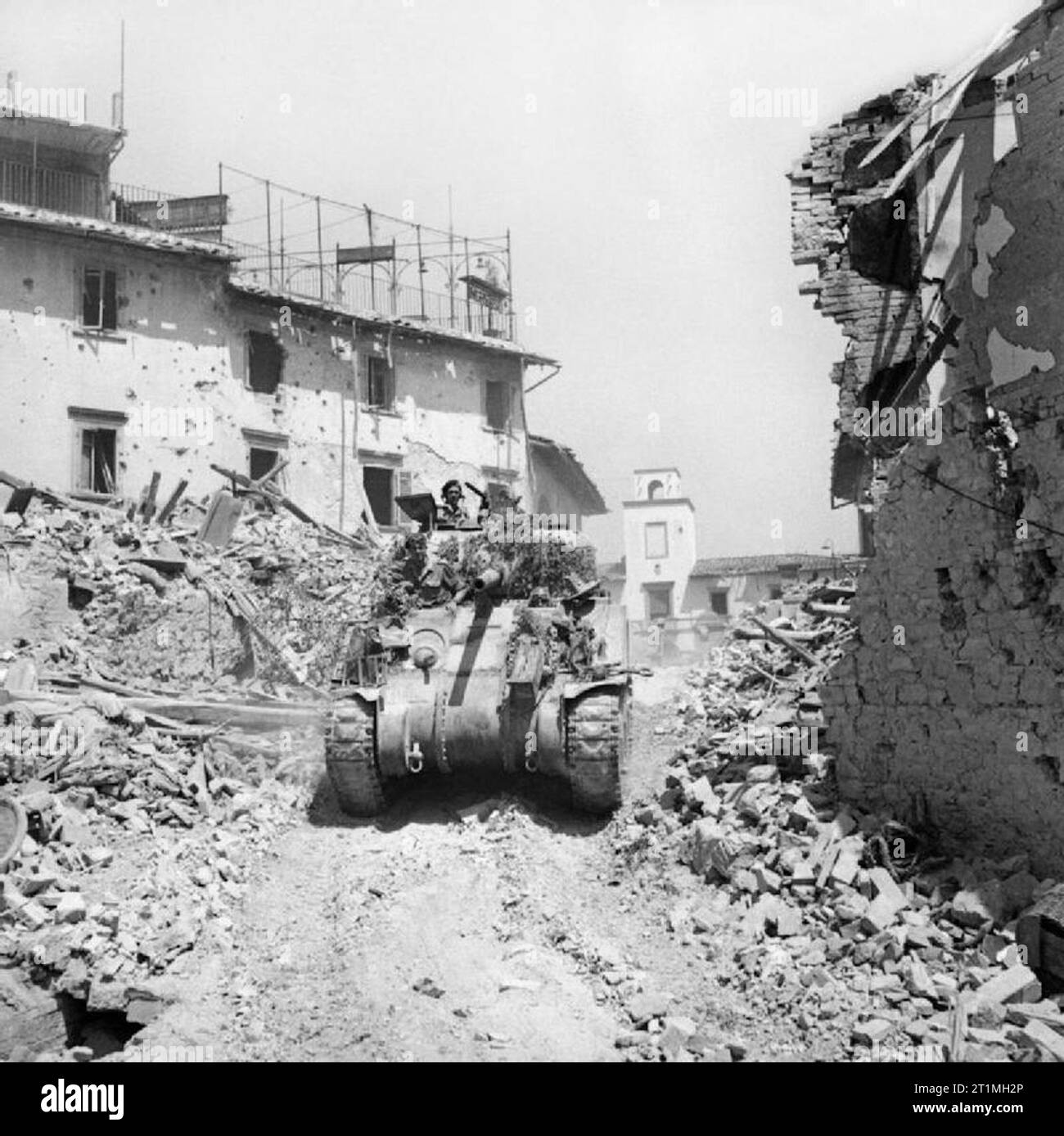 A British Sherman tank advancing through Imprunetta, Italy, 3 August ...