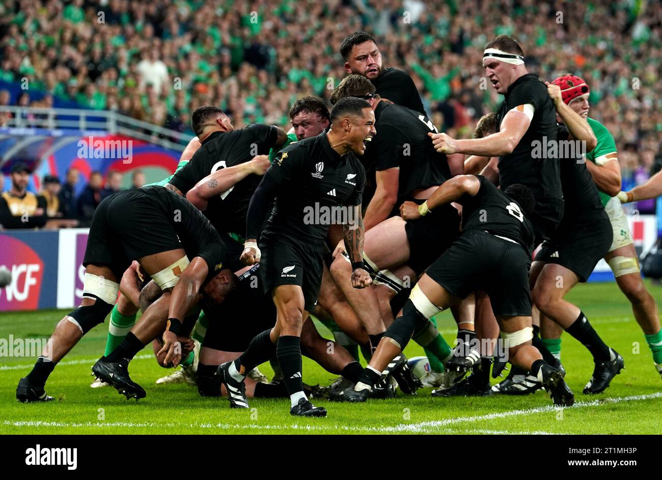 New Zealand's Aaron Smith (centre) celebrates after his team win the ...