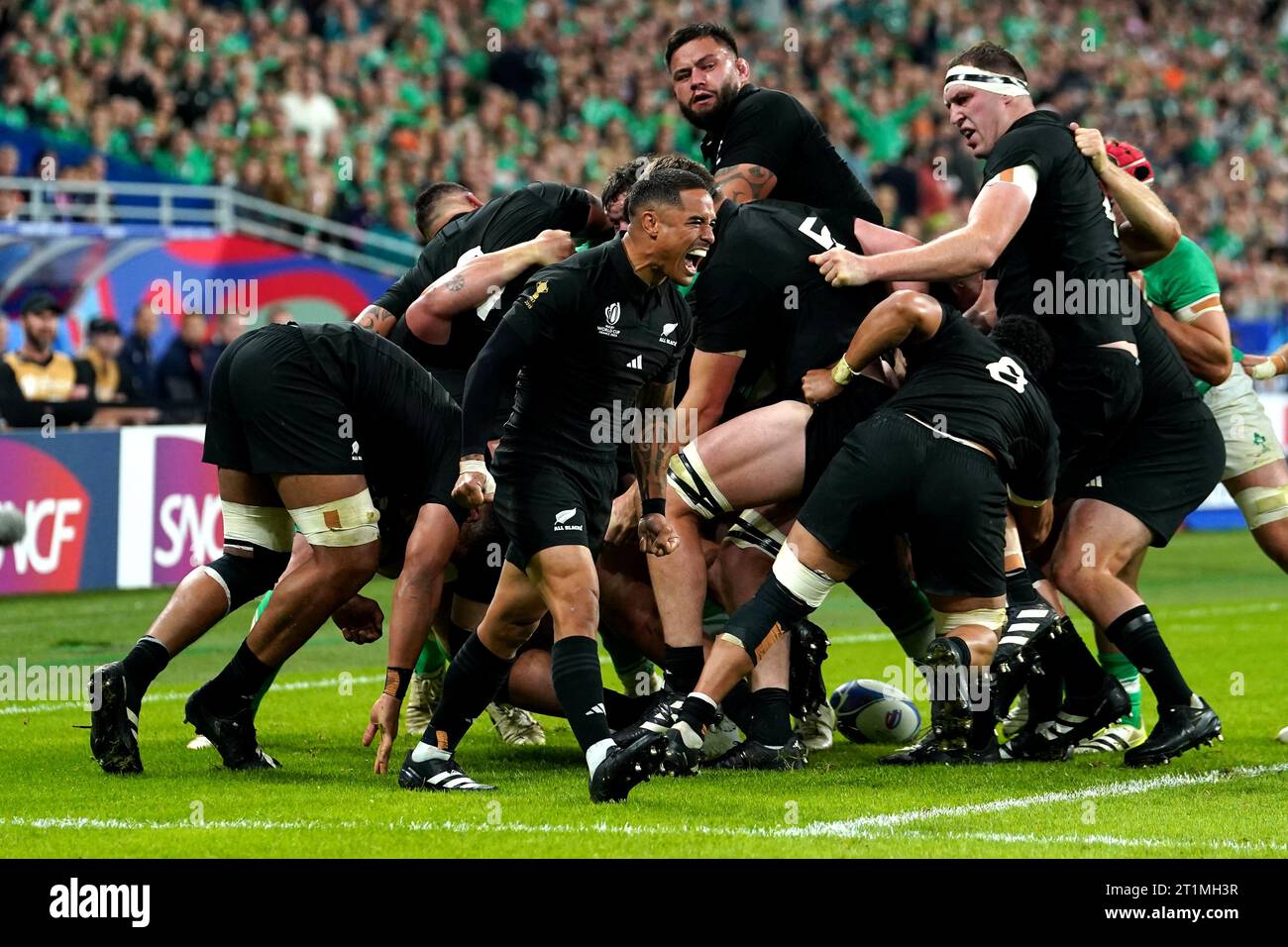 New Zealand's Aaron Smith (centre) celebrates after his team win the ...