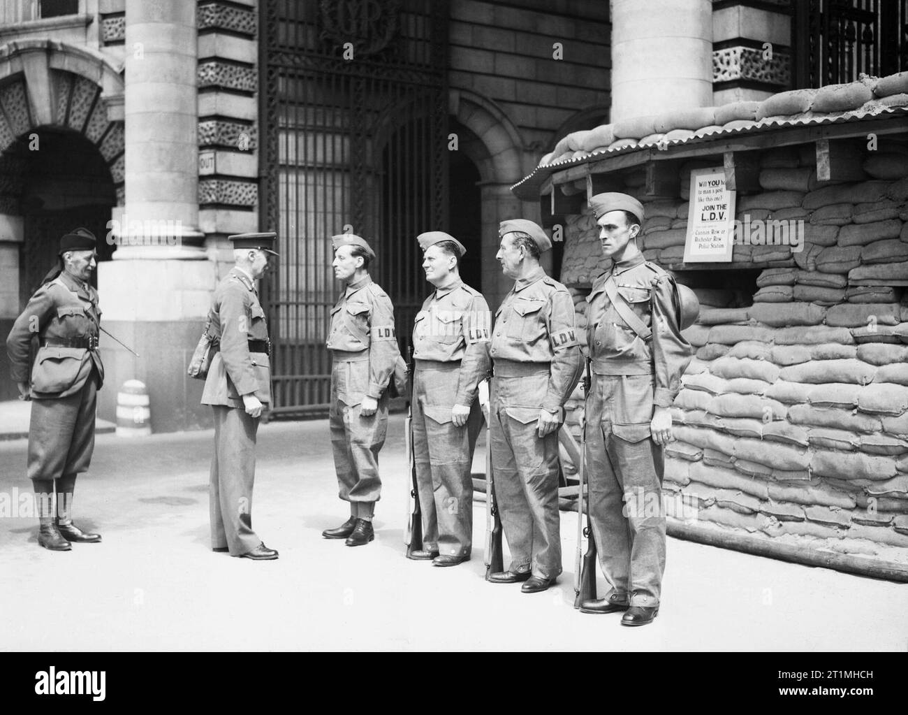 Local Defence Volunteers (LDV) being inspected by senior officers at ...
