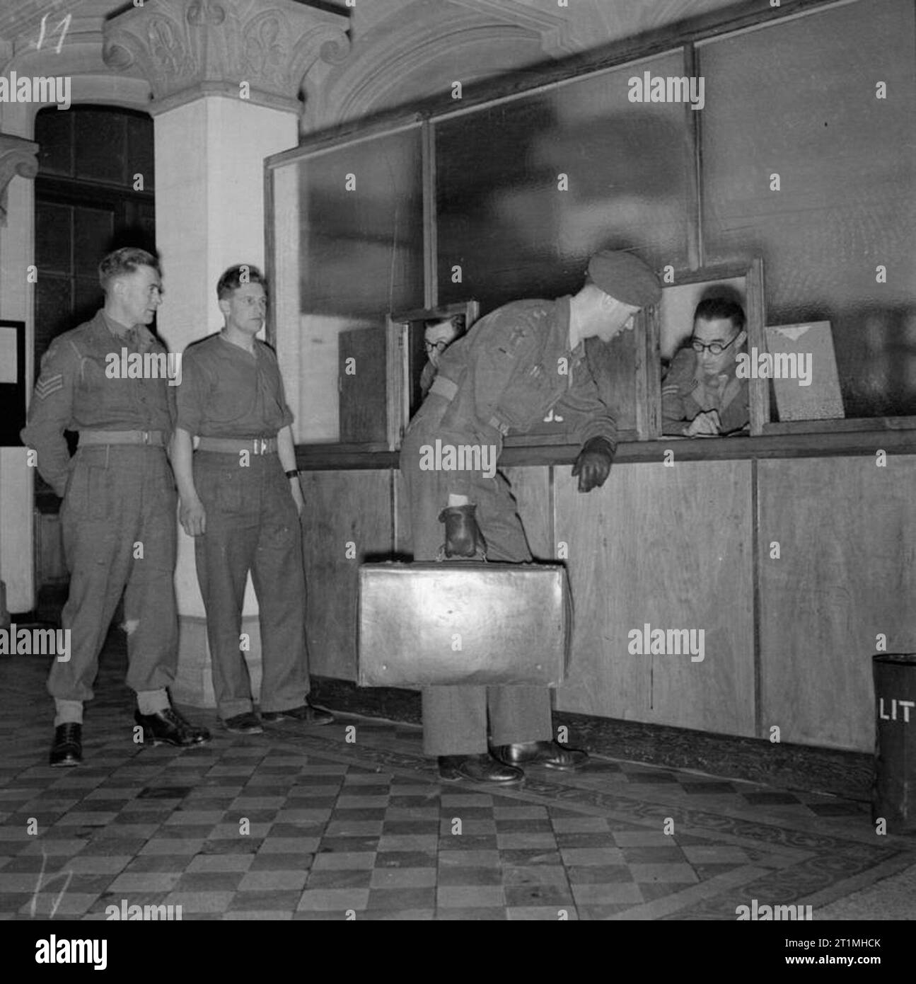 Demobilisation of the British Army An officer arrives at Tournai ...