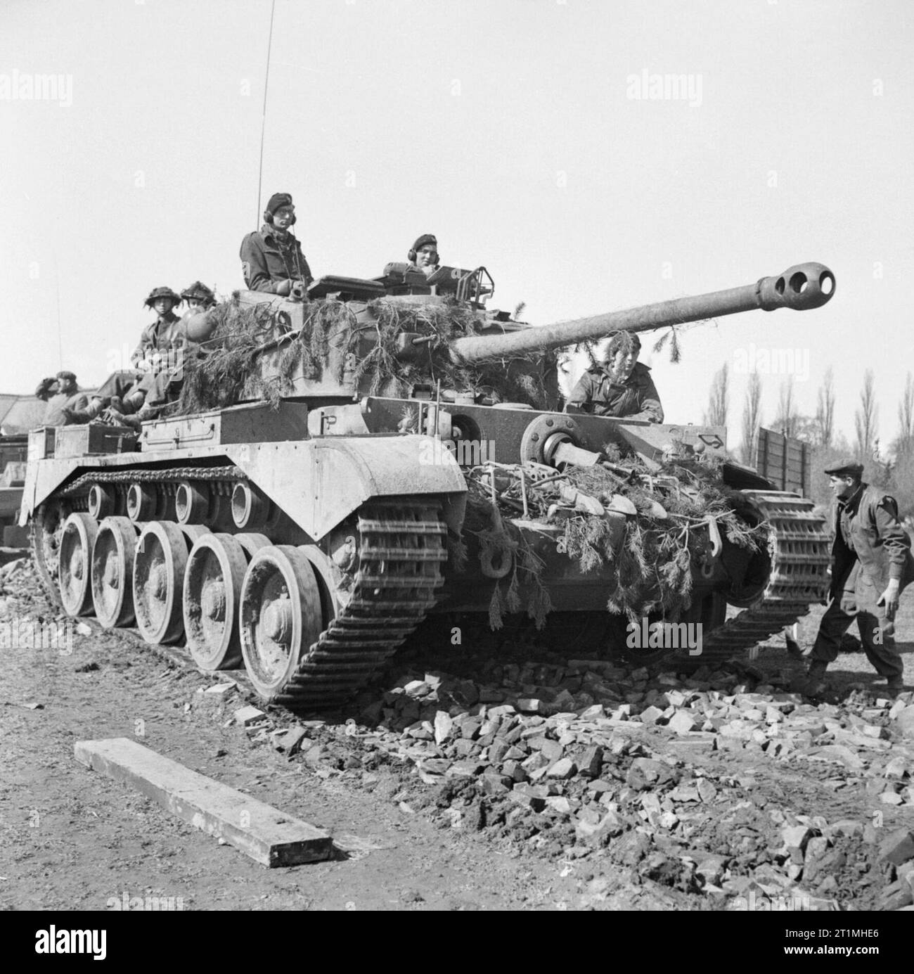 A Comet tank of 11th Armoured Division in the Weser bridgehead, Germany ...