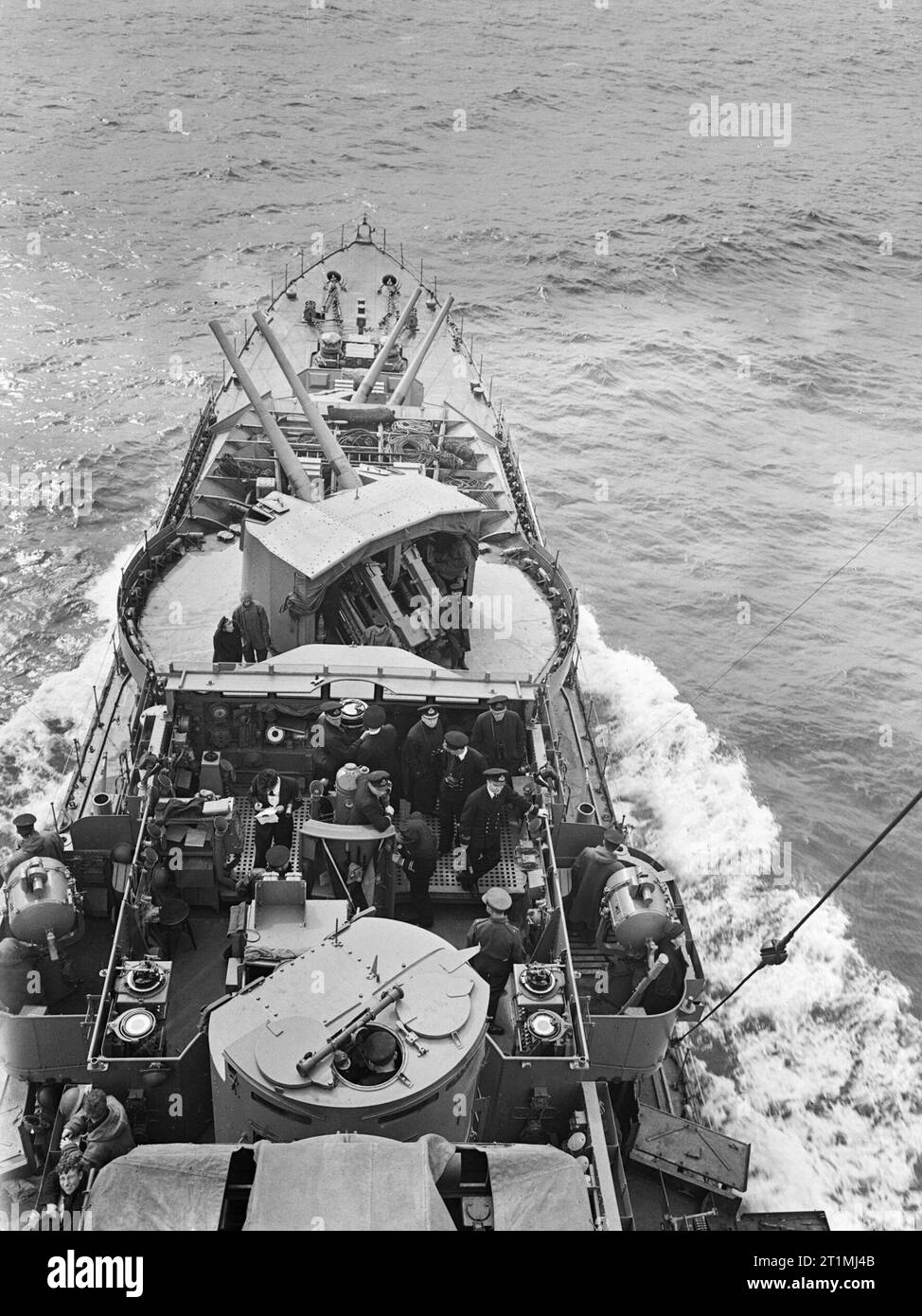 Captain Lord Louis Mountbatten and officers on the bridge of the ...